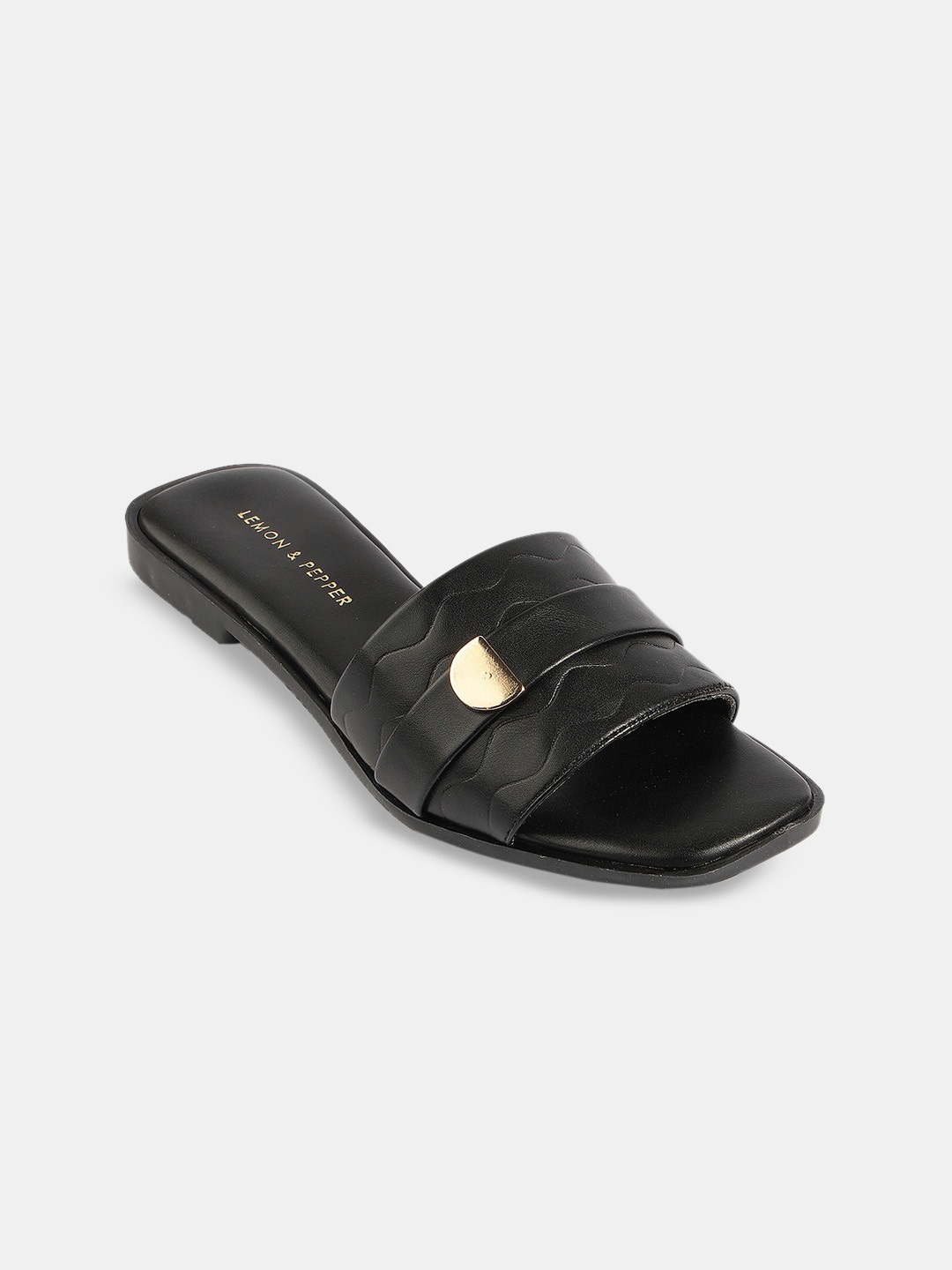 Buy LEMON & PEPPER Textured Open Toe Flats - Flats for Women 24023806 ...