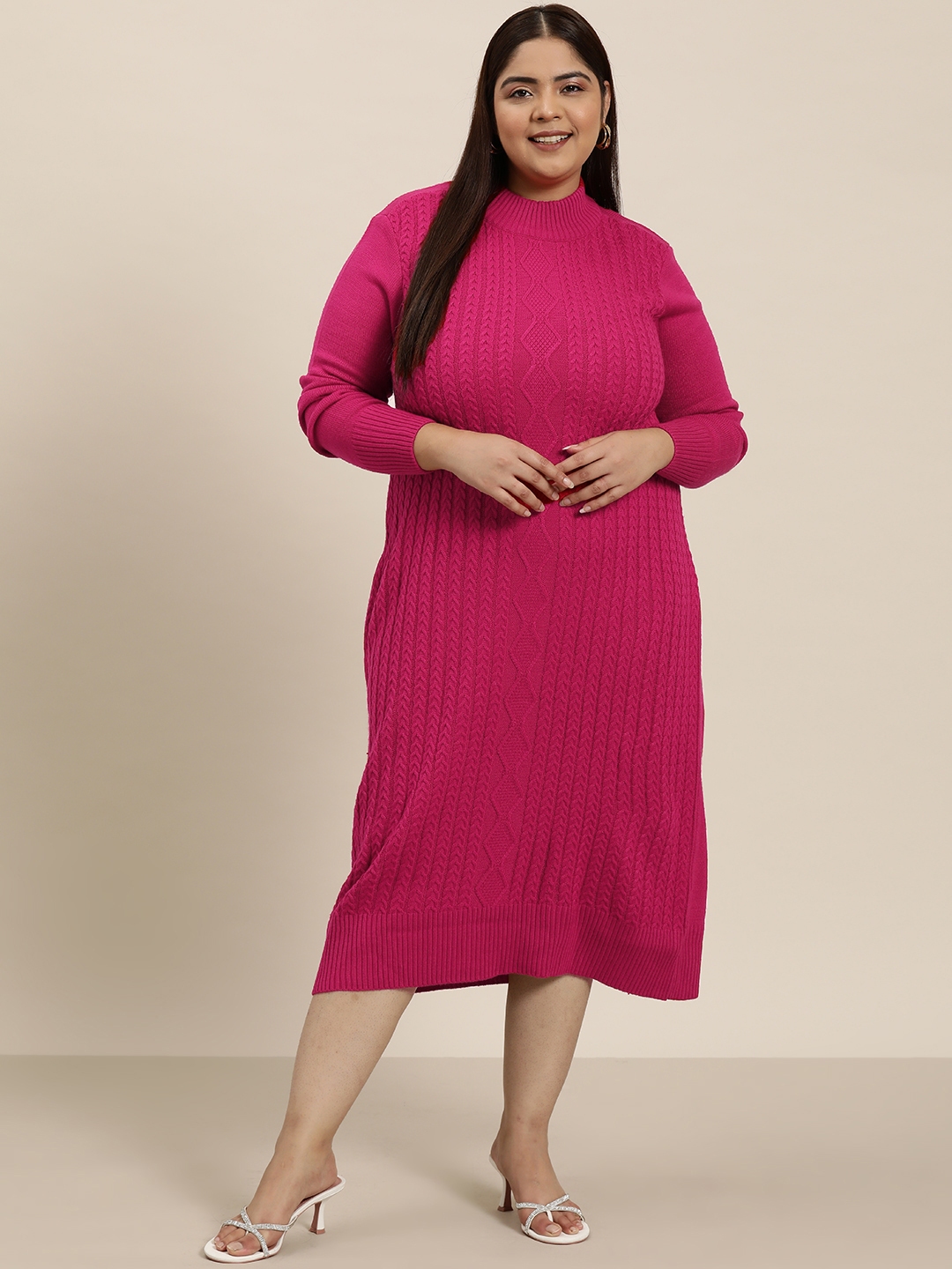 Buy Sztori Plus Size Cable Knit Sweater Midi Dress Dresses For Women