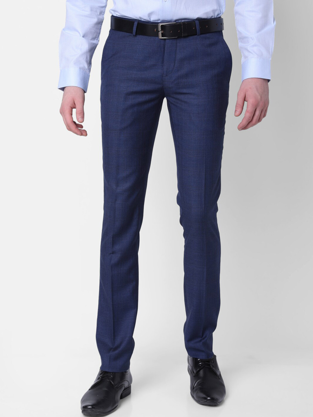 Buy J Hampstead Men Checked Slim Fit Formal Trousers - Trousers for Men ...