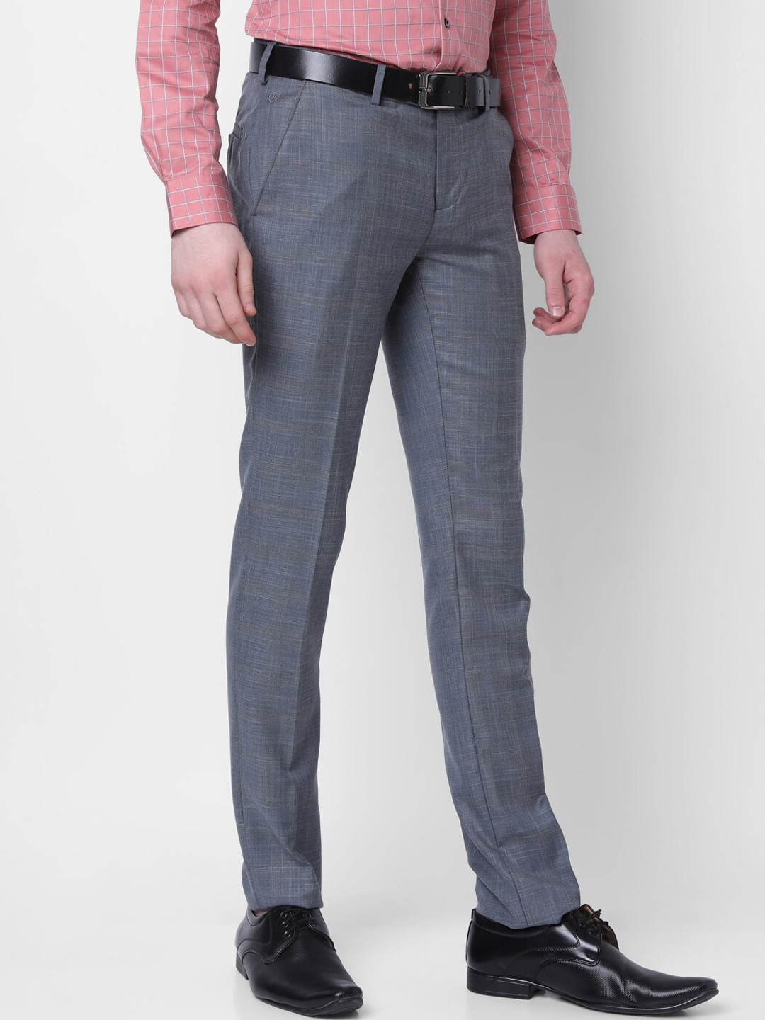 Buy J Hampstead Men Checked Slim Fit Formal Trousers - Trousers for Men ...
