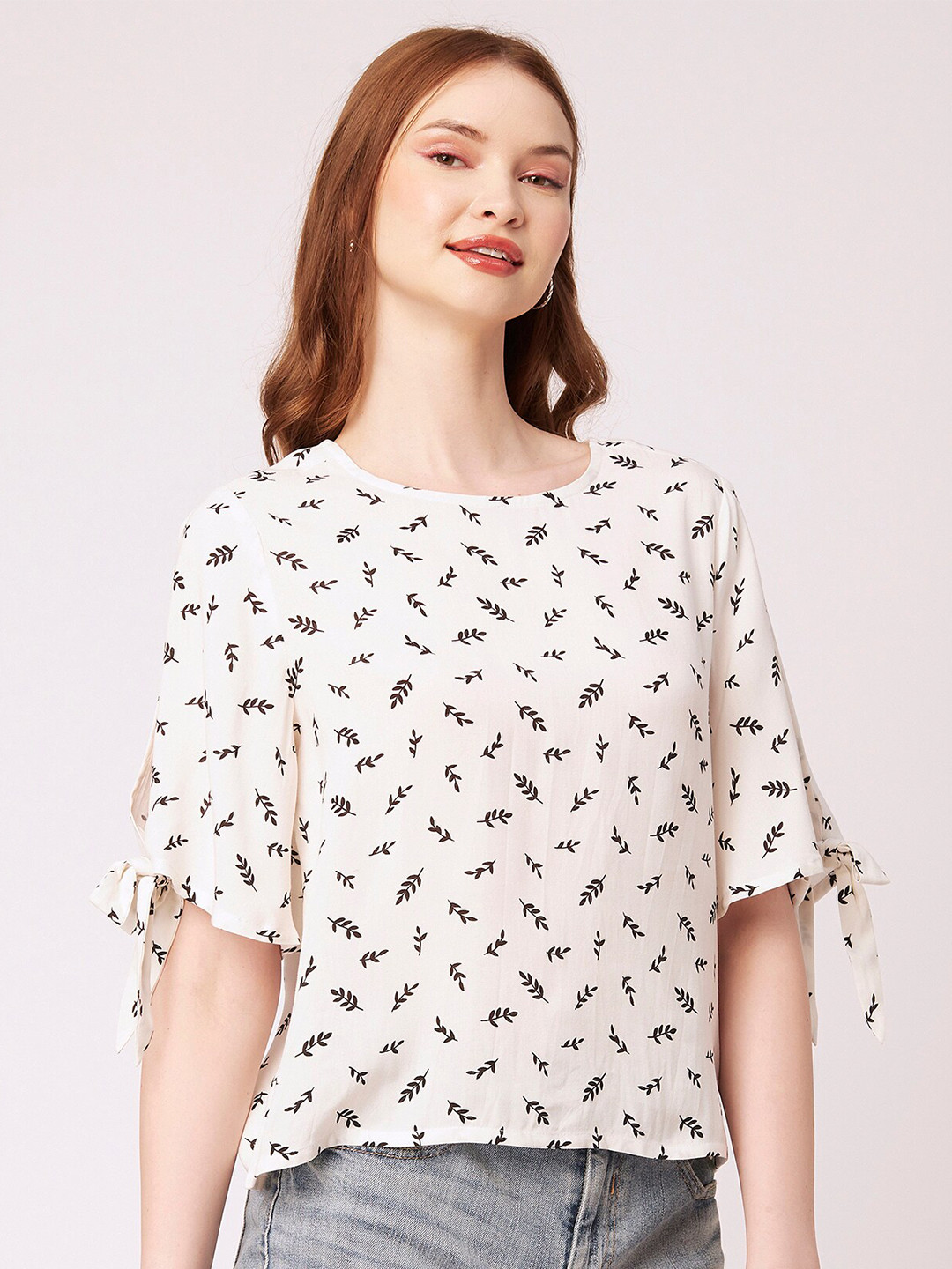 Buy Moomaya Floral Printed Slit Sleeve Top - Tops for Women 24026072 ...