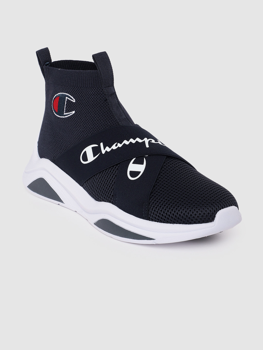 Buy Champion Men Woven Design & Brand Logo Detail Mid Top Sneakers ...