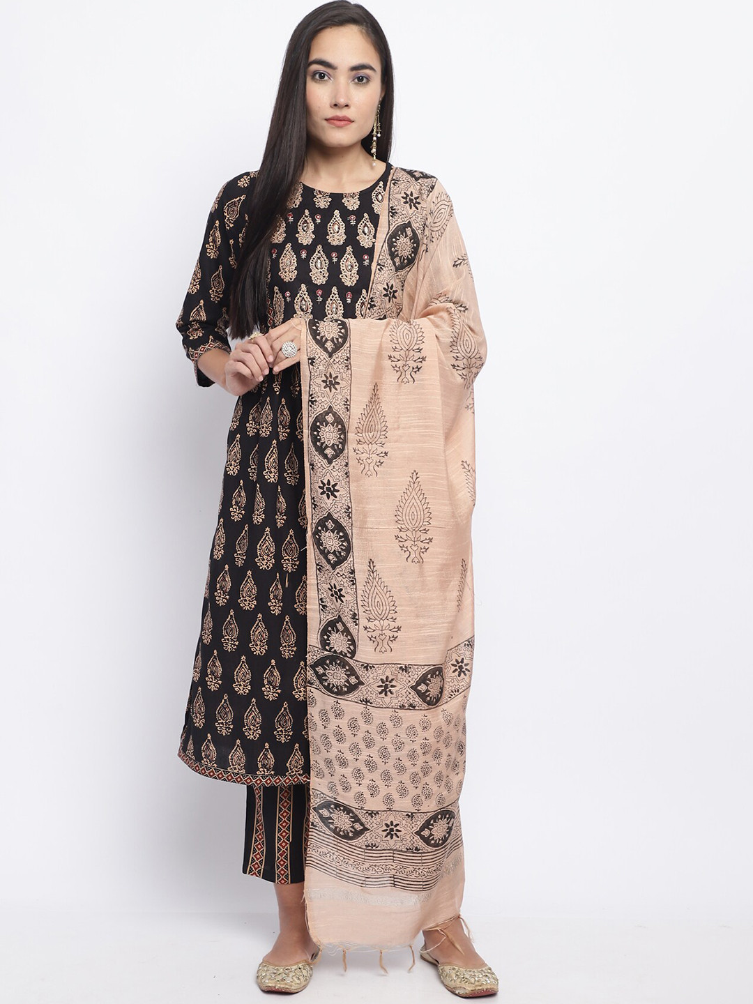 Buy Roly Poly Ethnic Motifs Embroidered Mirror Work Pure Cotton Kurti ...