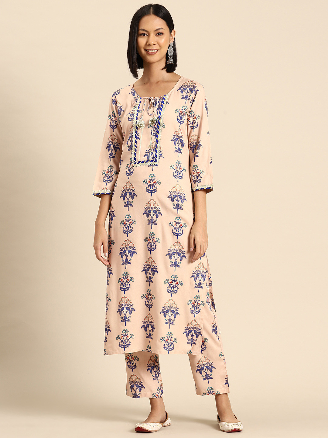 Buy MABISH By Sonal Jain Women Floral Printed Regular Gotta Patti Kurta ...