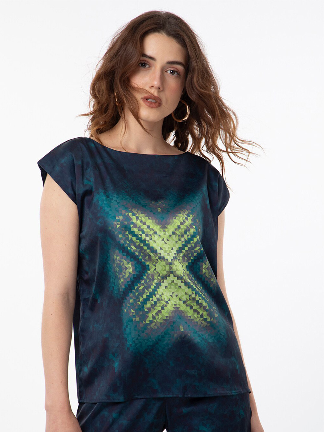 Buy RAREISM Abstract Printed Extended Sleeves Regular Top - Tops for ...