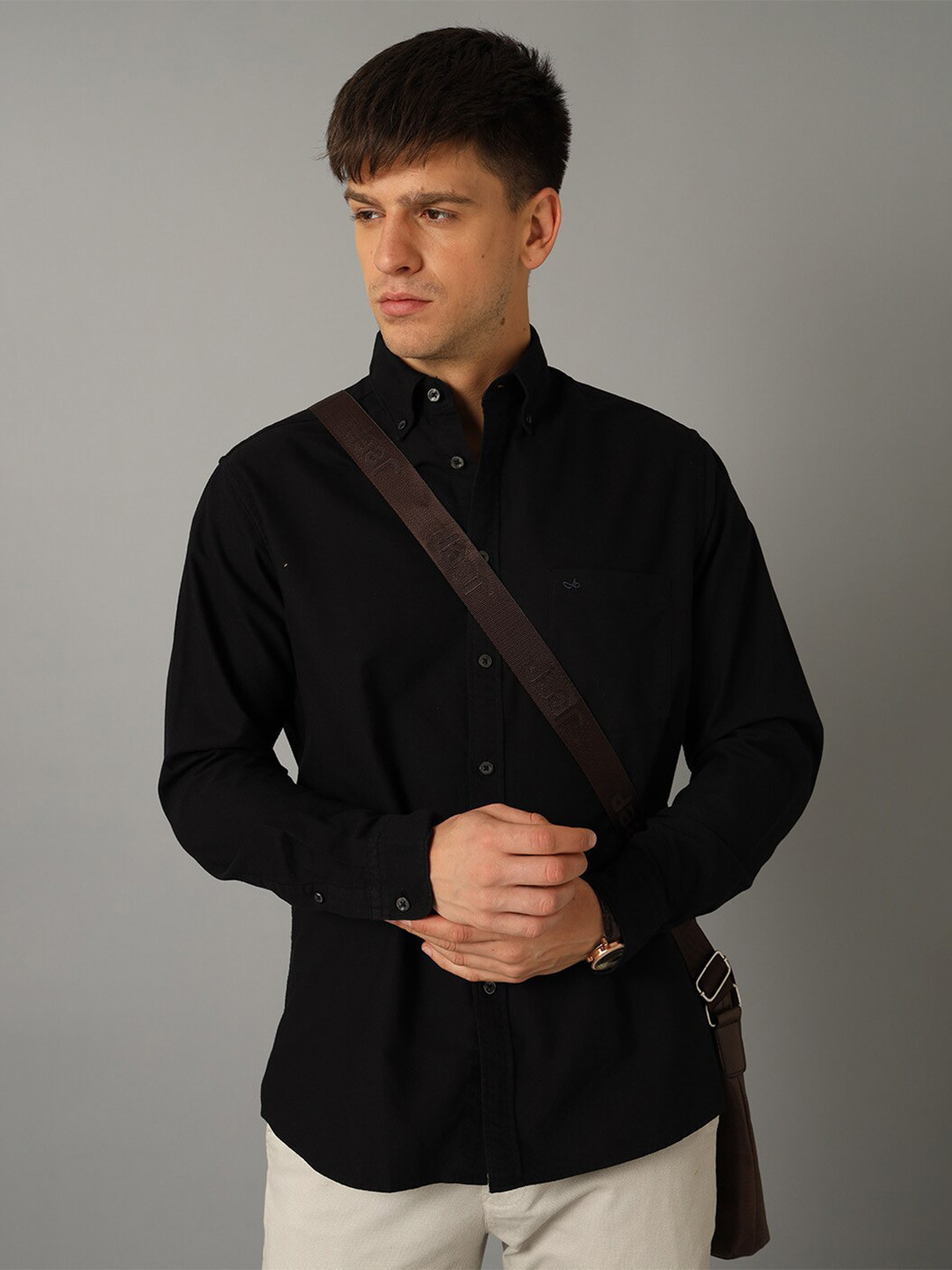 Buy Aldeno Comfort Button Down Collar Opaque Pure Cotton Casual Shirt ...