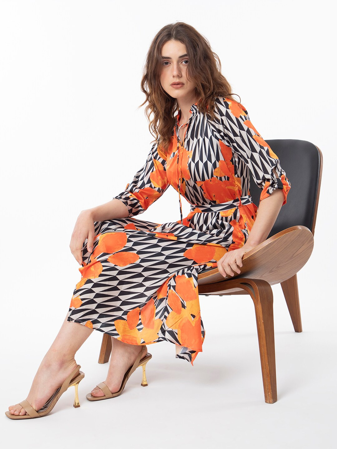 Buy RAREISM Abstract Printed A Line Midi Dress - Dresses for Women ...