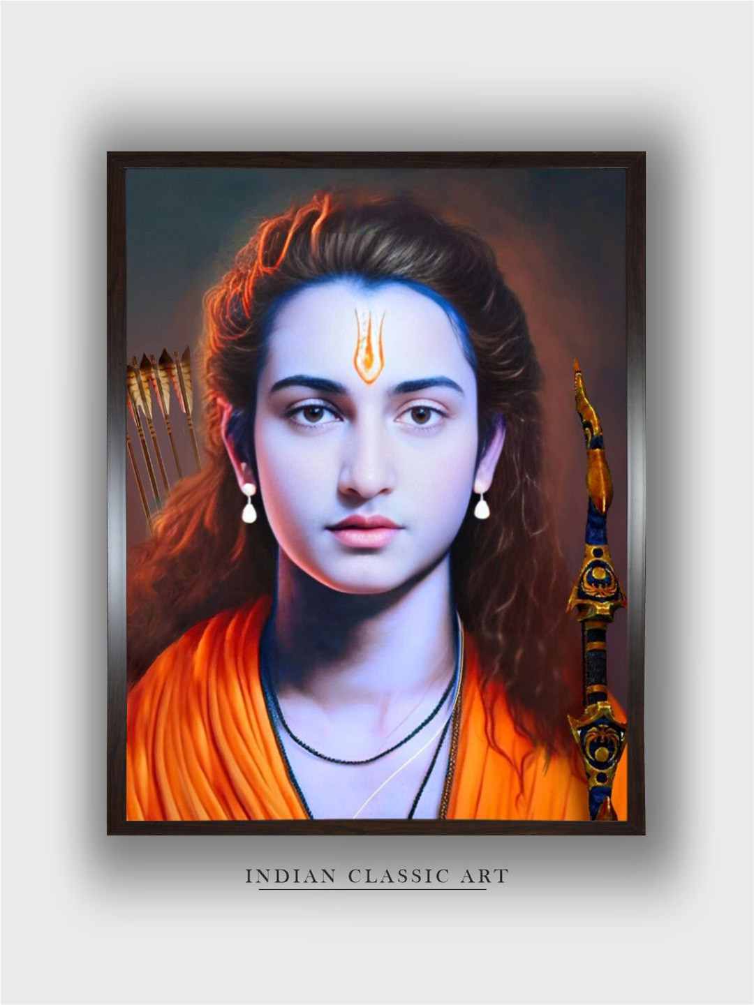 Buy INDIAN CLASSIC ART Blue & Orange Shree Ram Painting Wall Art - Wall ...