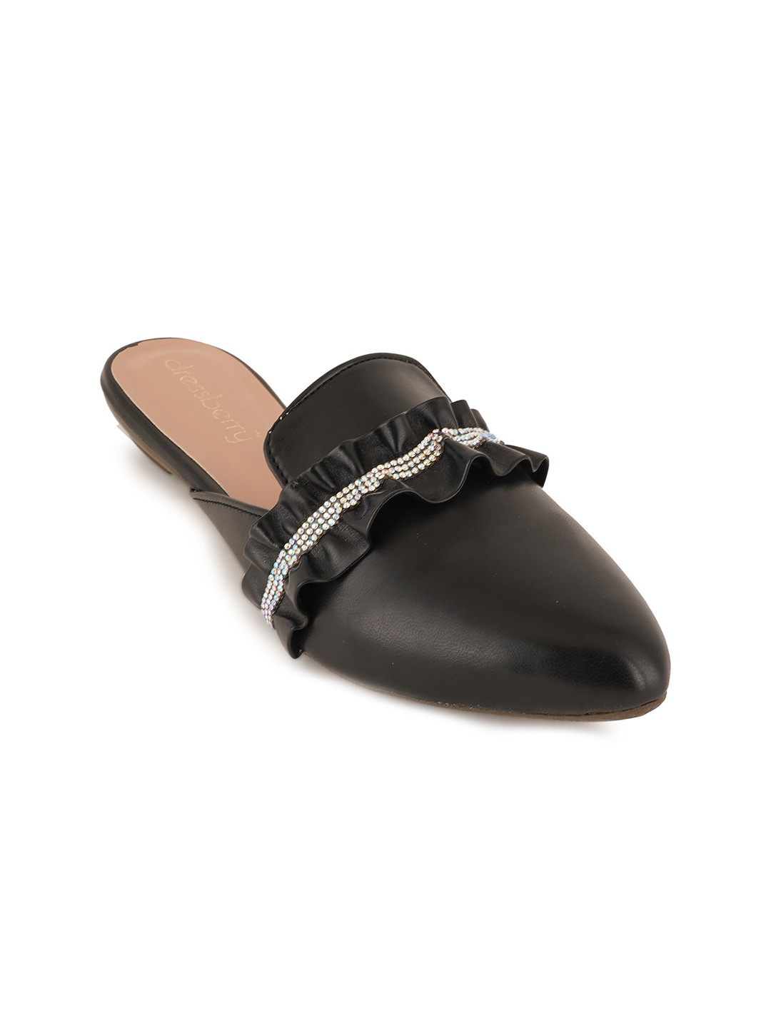 Buy DressBerry Black Embellished Pointed Toe Mules - Flats for Women ...