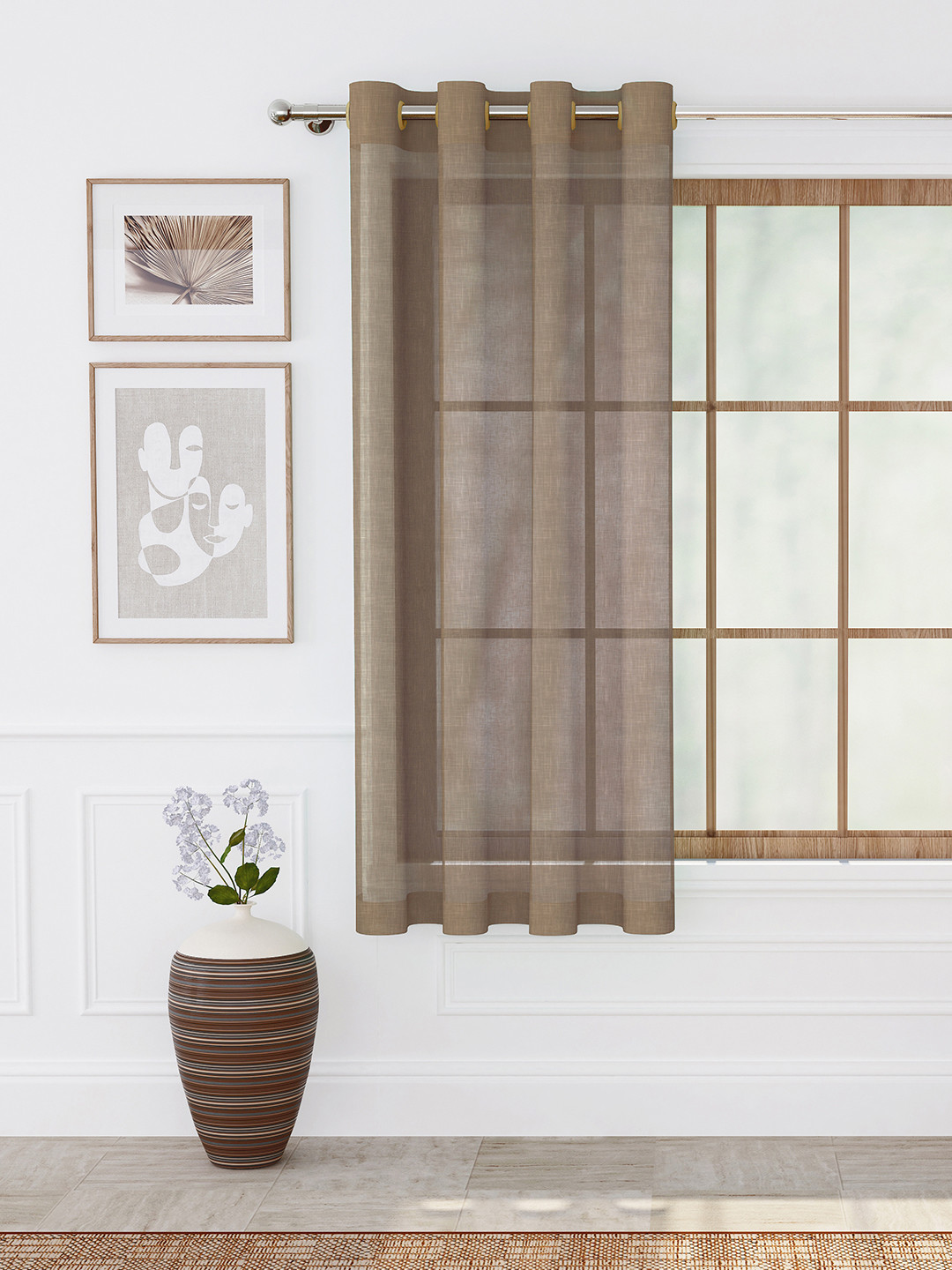 Buy Story@home Serene Brown Sheer Window Curtain - Curtains And Sheers ...