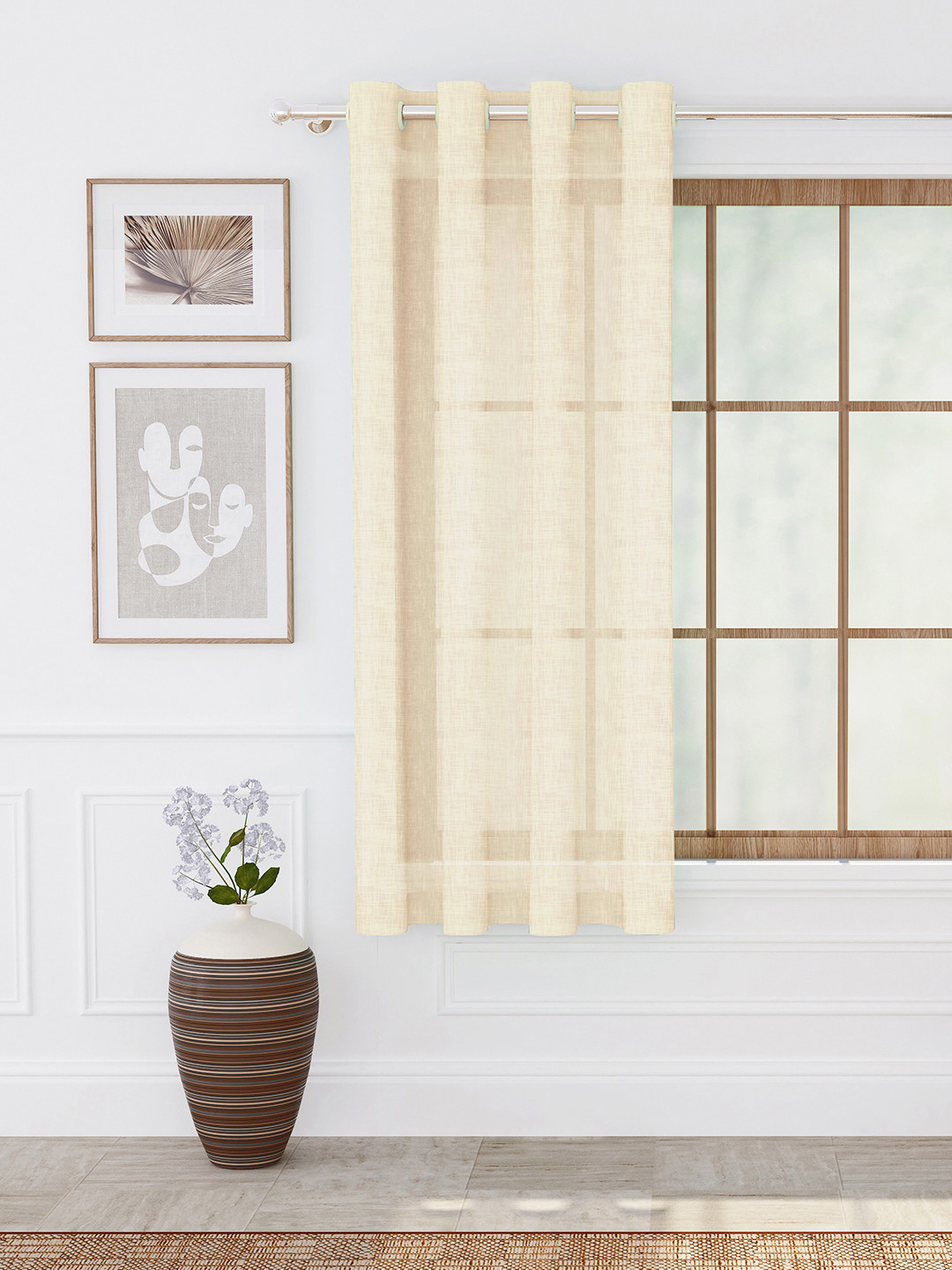 Buy Story@home Serene Beige Sheer Window Curtain - Curtains And Sheers ...