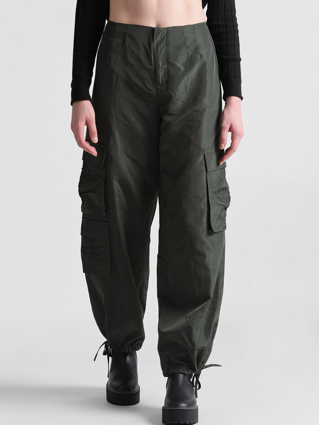 Buy ONLY Women Loose Fit High Rise Cargos - Trousers for Women 24041764 ...