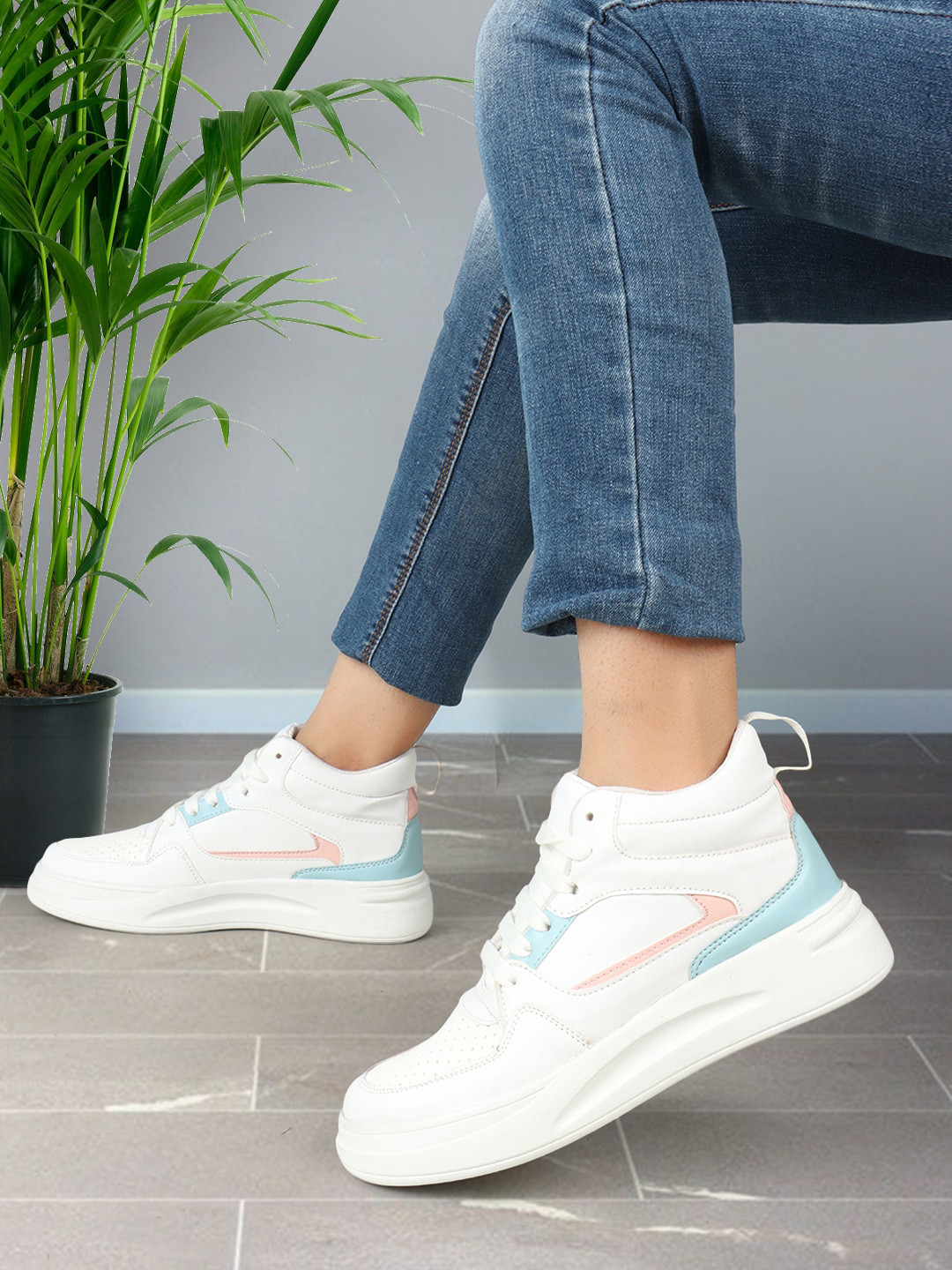 Buy XE Looks Women Perforated Lightweight Mid Top Sneakers - Casual ...