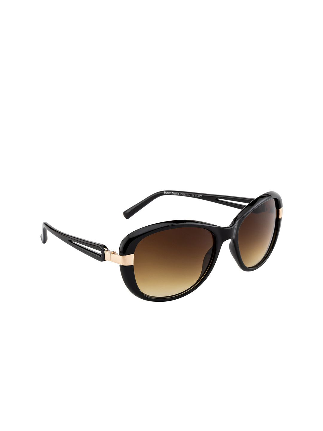 Buy DressBerry Women Brown Lens & Black Oval Sunglasses With UV ...