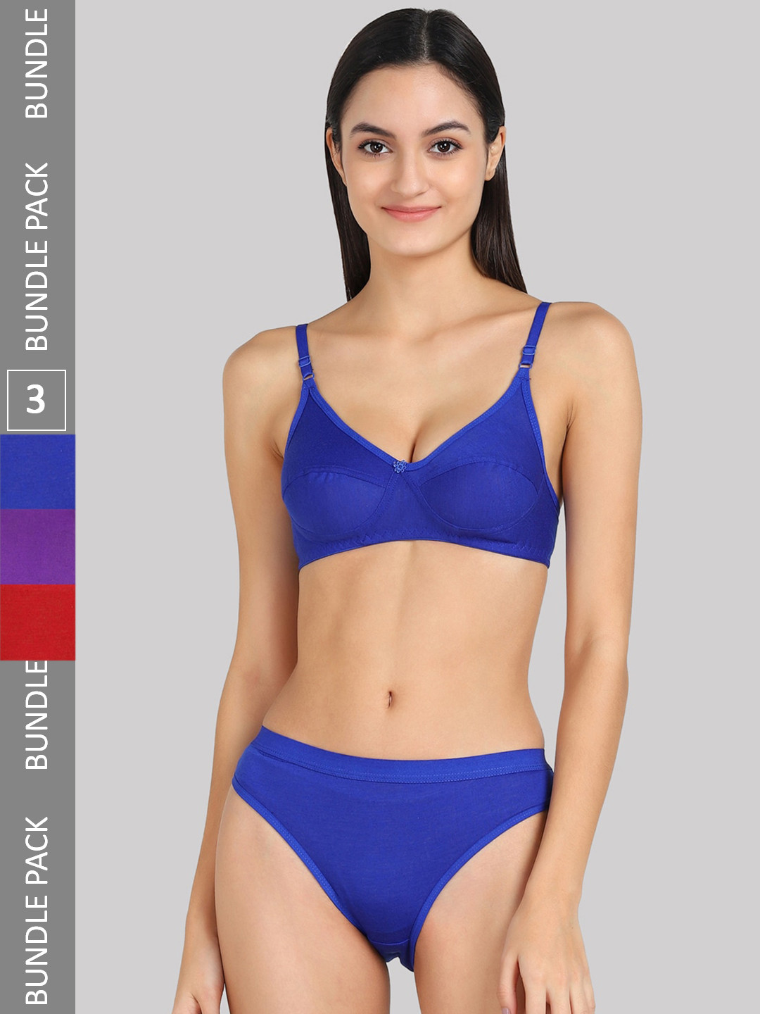 Buy PIBU Pack Of 3 Mid Rise Cotton Lingerie Set - Lingerie Set for Women 24044124 | Myntra