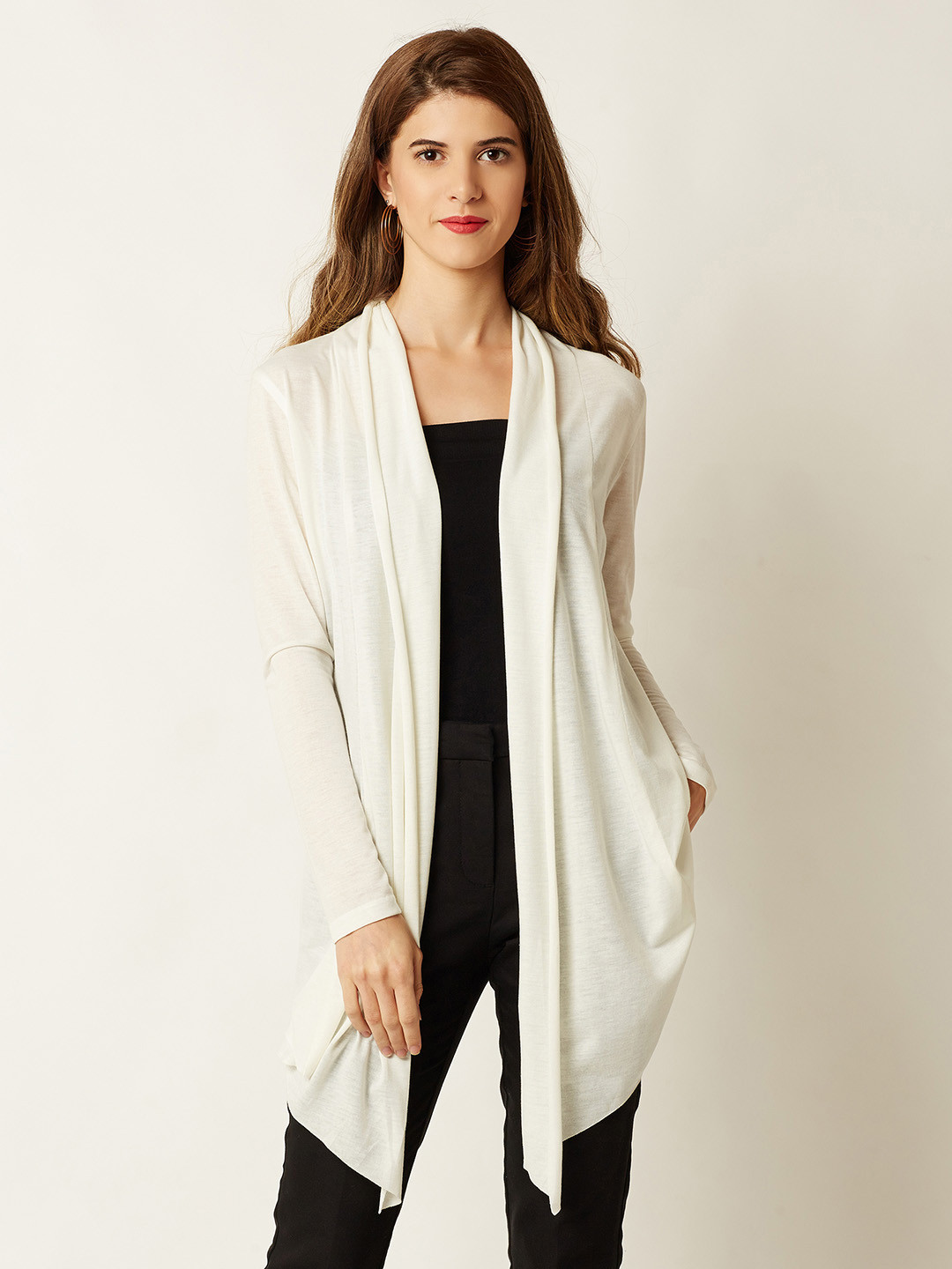 Buy Miss Chase White Solid Open Front Shrug - Shrug for Women 2404626 ...