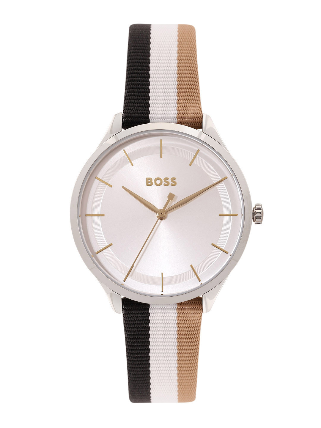 Buy Hugo Boss Women Pura Solid Dial & Leather Striped Strap Analogue ...