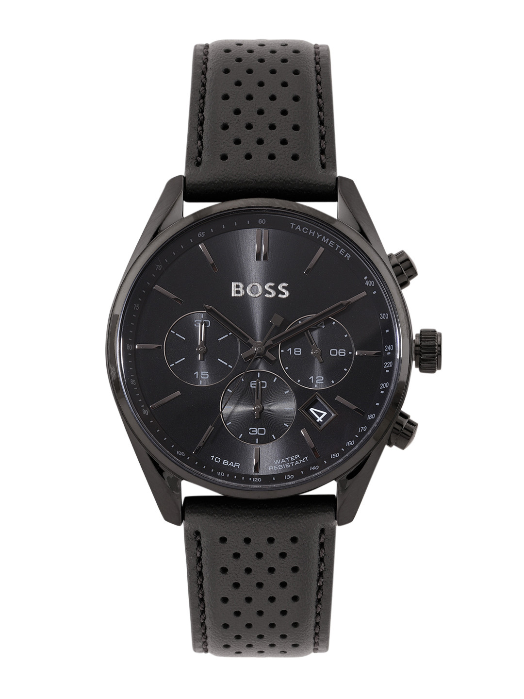Buy Hugo Boss Men Champion Leather Textured Strap Analogue Chronograph ...