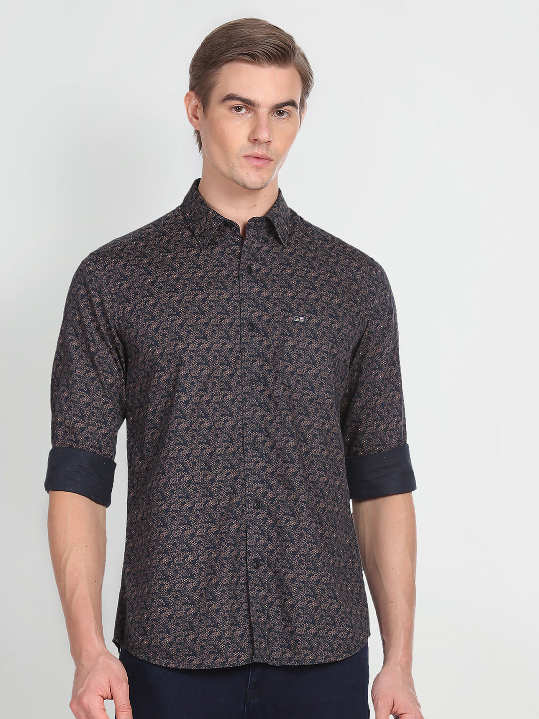 Buy Arrow Sport Slim Fit Floral Printed Pure Cotton Casual Shirt ...