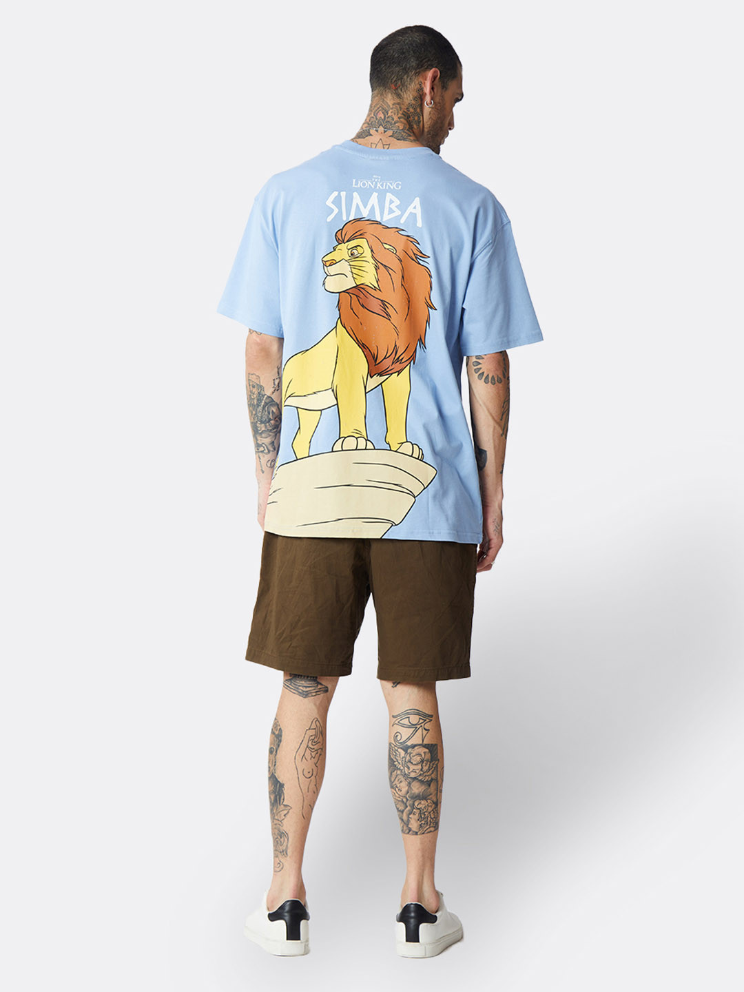 Buy Bonkers Corner Men Blue Simba Printed Cotton Oversized T Shirt ...