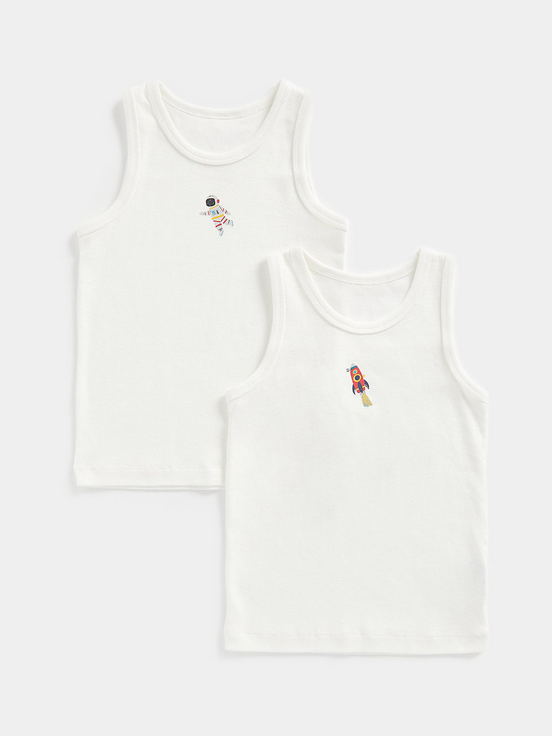 Buy Mothercare Boys Pack Of 2 Graphic Printed Pure Cotton Basic Vests ...