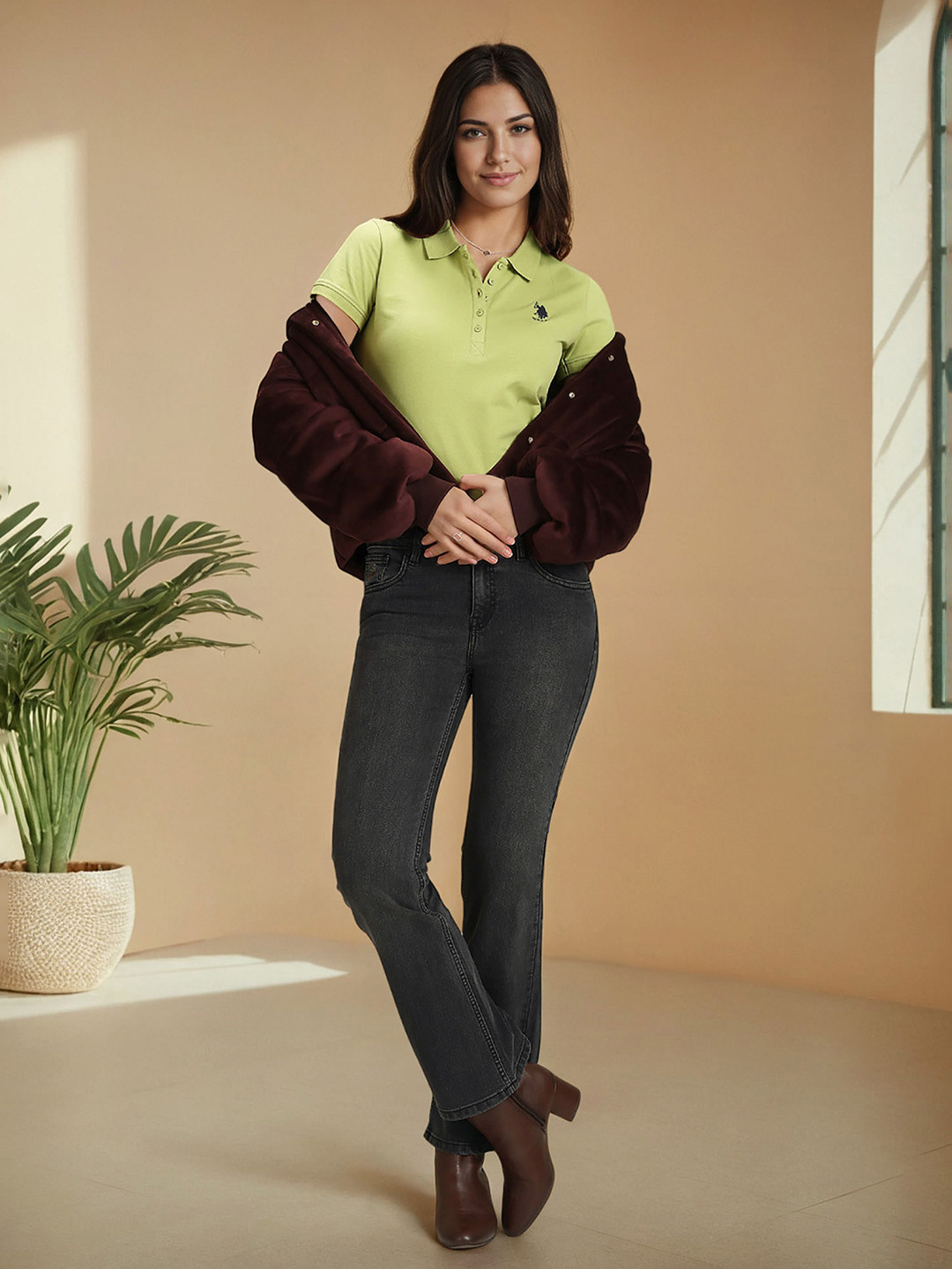 Buy U.S. Polo Assn. Women Light Fade Mid Rise Cropped Bootcut ...