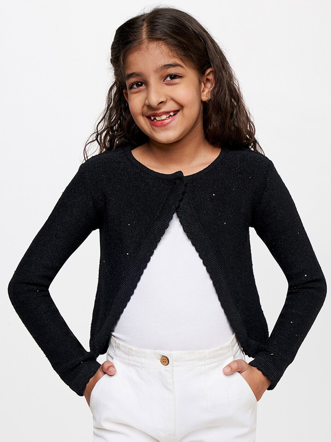 Buy Global Desi Girls Embellished Button Shrug - Shrug for Girls ...