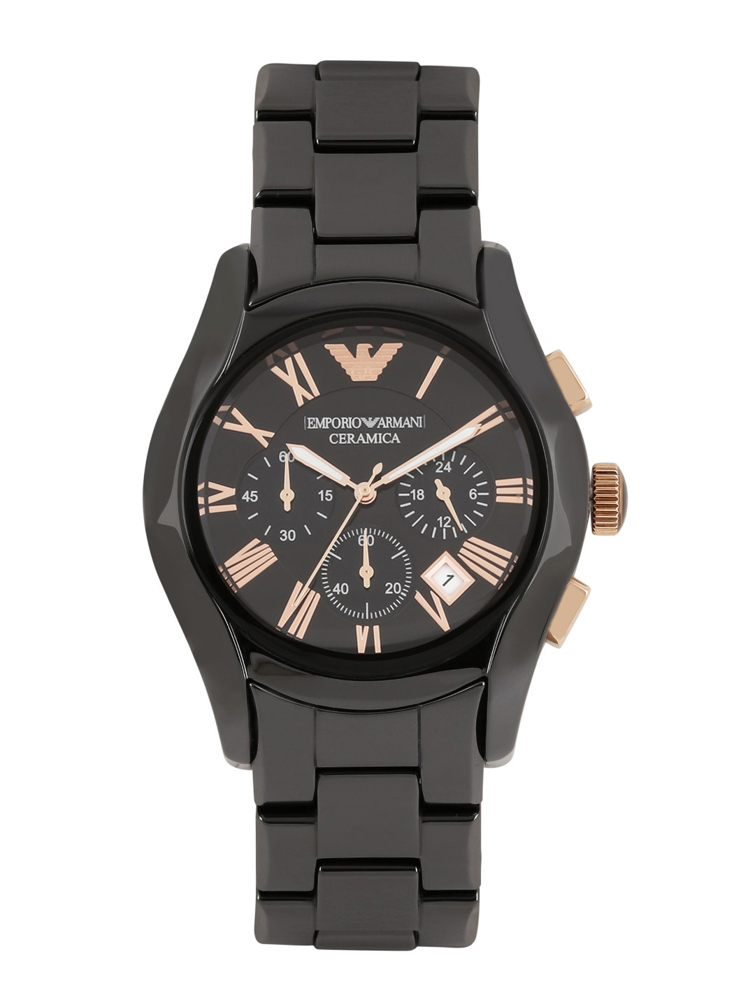 Buy Emporio Armani Men Black Chronograph Dial Watch AR1410 - Watches ...