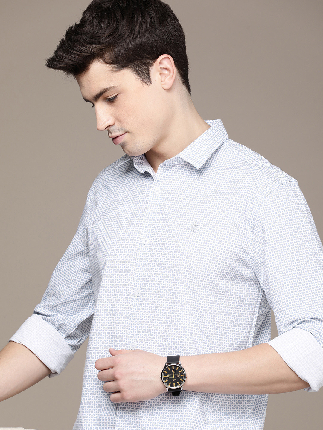 Buy French Connection Slim Fit Geometric Printed Pure Cotton Casual ...