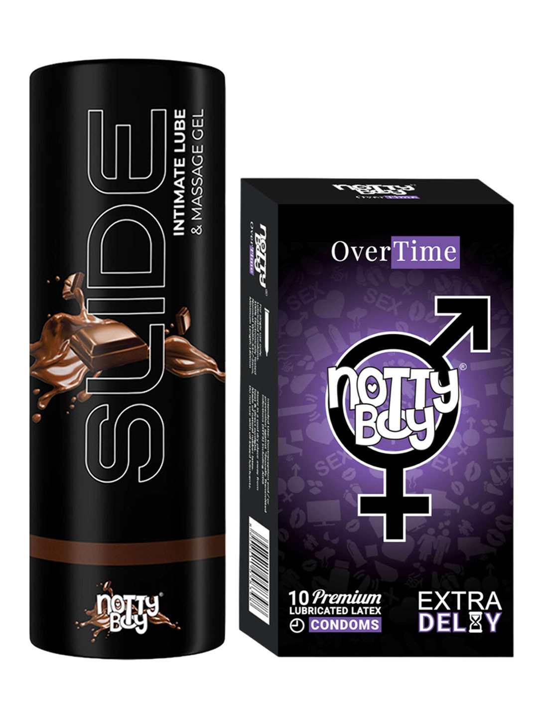 Buy NoTTy Boy Set Of Slide Chocolate Flavoured Lube 100 Ml & OverTime ...