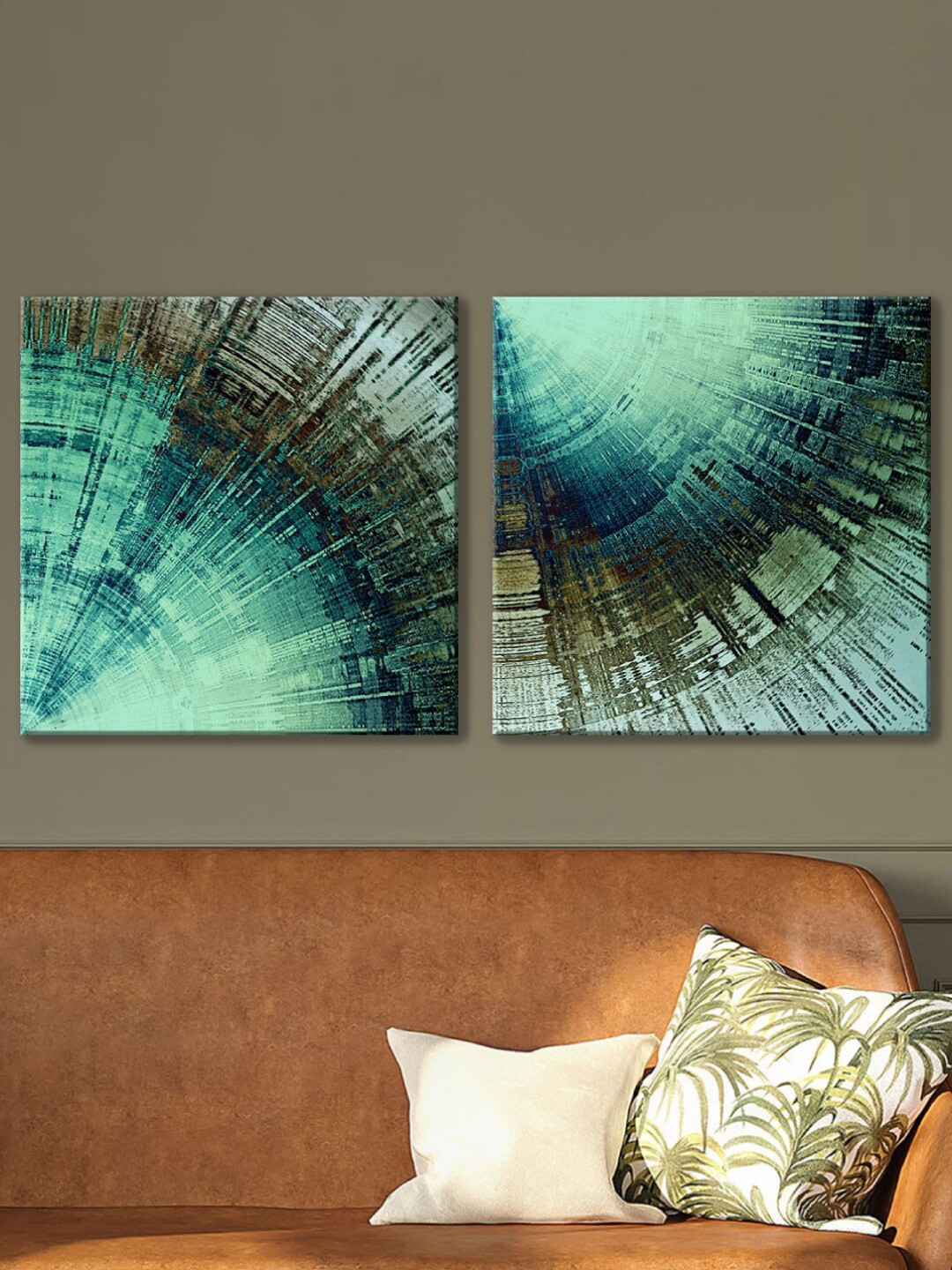Buy Art Street Green & Grey 2 Pieces Abstract Printed Canvas Wall Art ...
