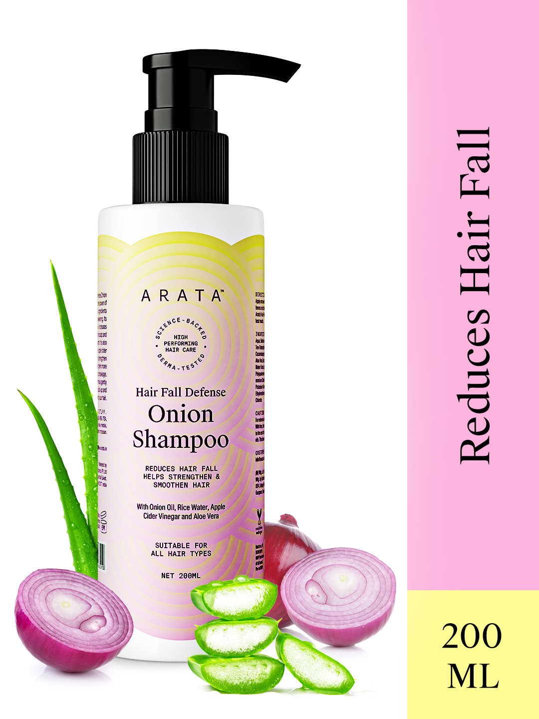 Buy ARATA Hair Fall Defense Onion Shampoo With Rice Water & Apple Cider ...