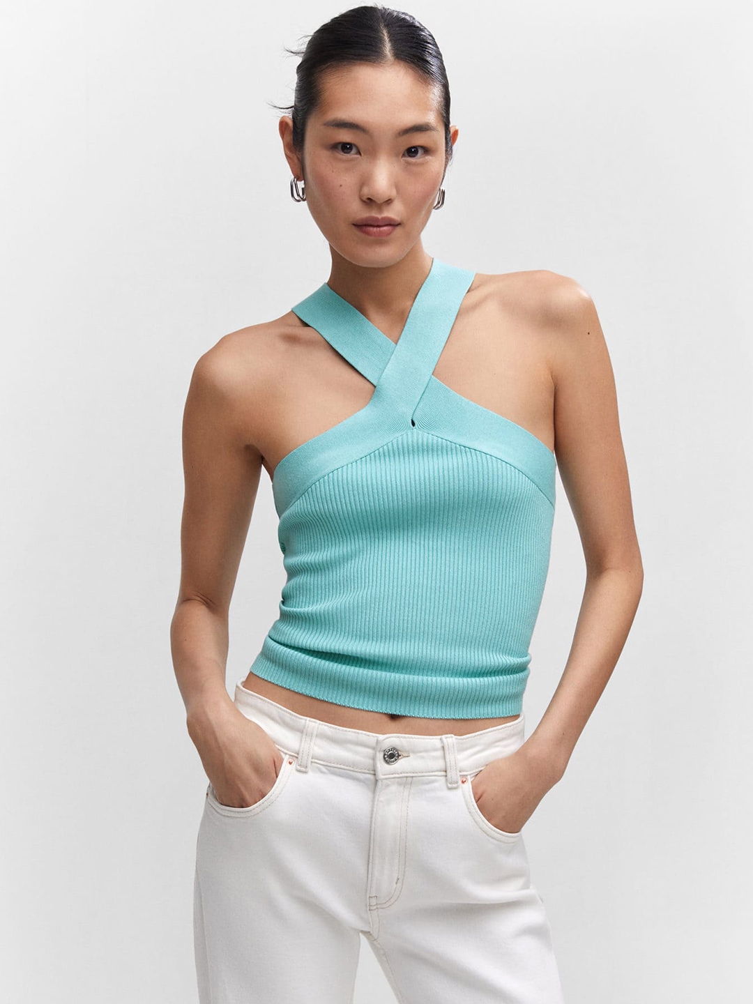 Buy Mango Cross Halter Neck Knitted Top Tops For Women 24089974 Myntra