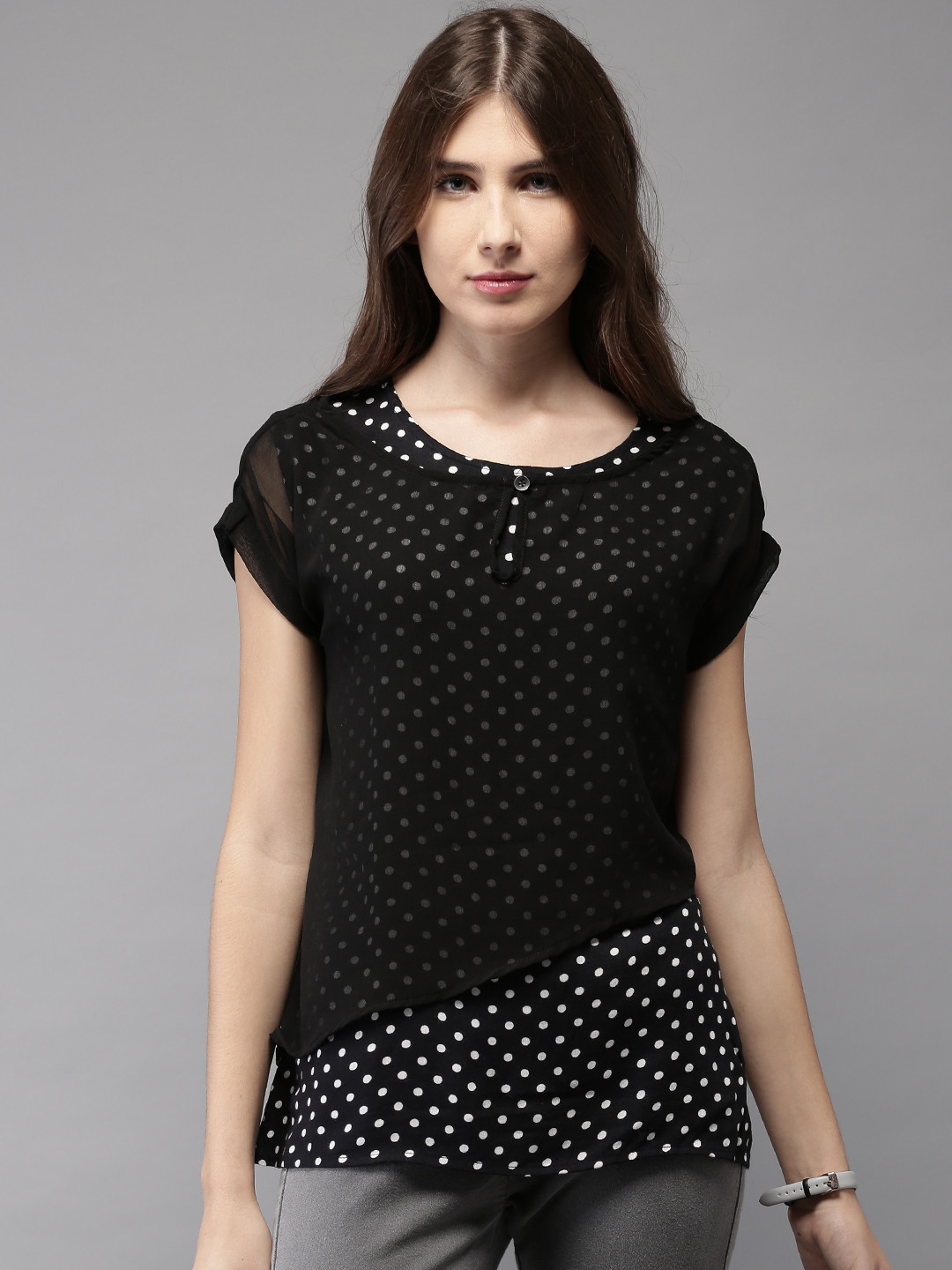 Buy HERE&NOW Women Black Printed Empire Top - Tops for Women 2409149 ...