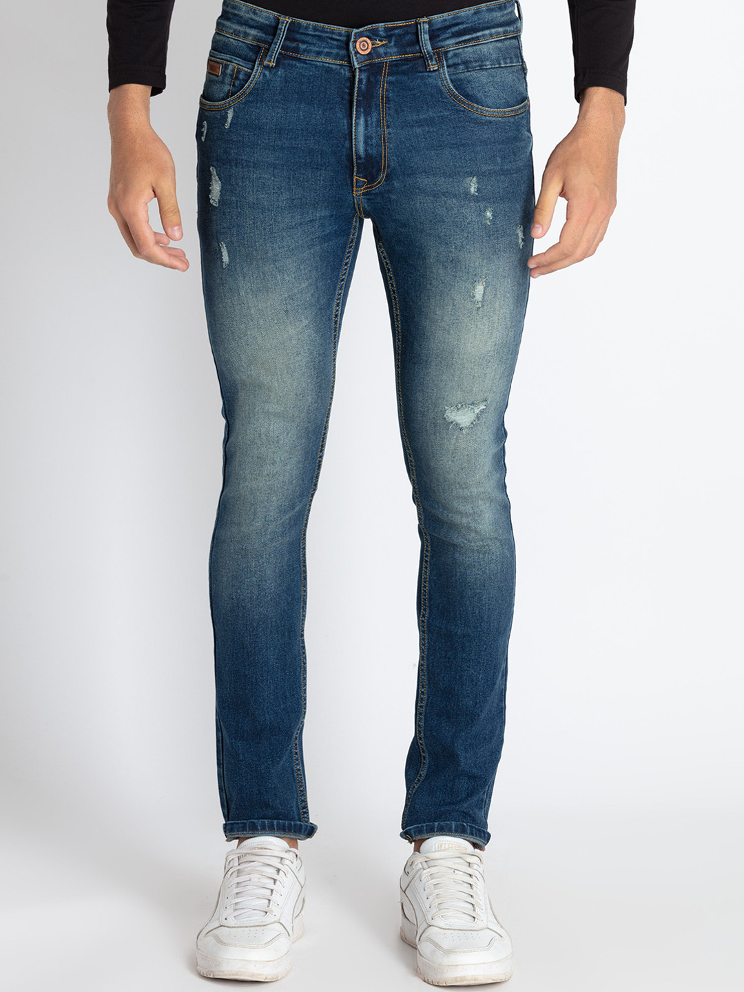 Buy Status Quo Men Mid Rise Whiskers Light Fade Slim Fit Stretchable ...
