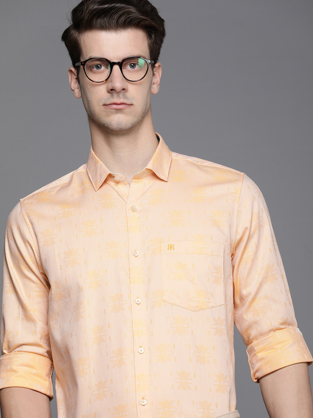 Buy Raymond Self Design Contemporary Fit Pure Cotton Semiformal Shirt ...