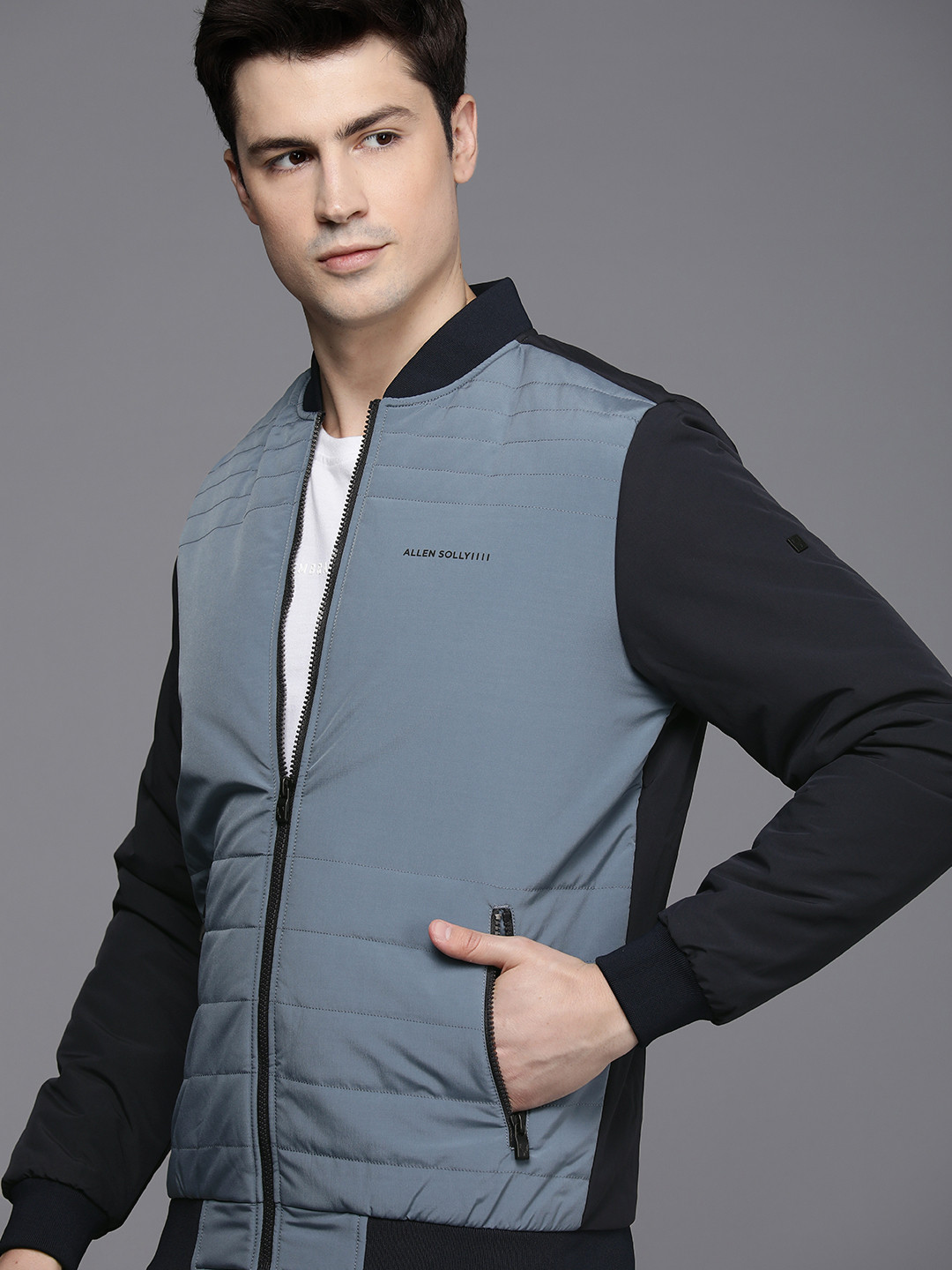 Buy Allen Solly Solid Long Sleeves Bomber Jacket - Jackets for Men ...
