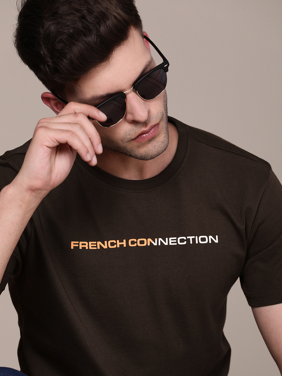 Buy French Connection Brand Logo Printed Pure Cotton T Shirt - Tshirts ...
