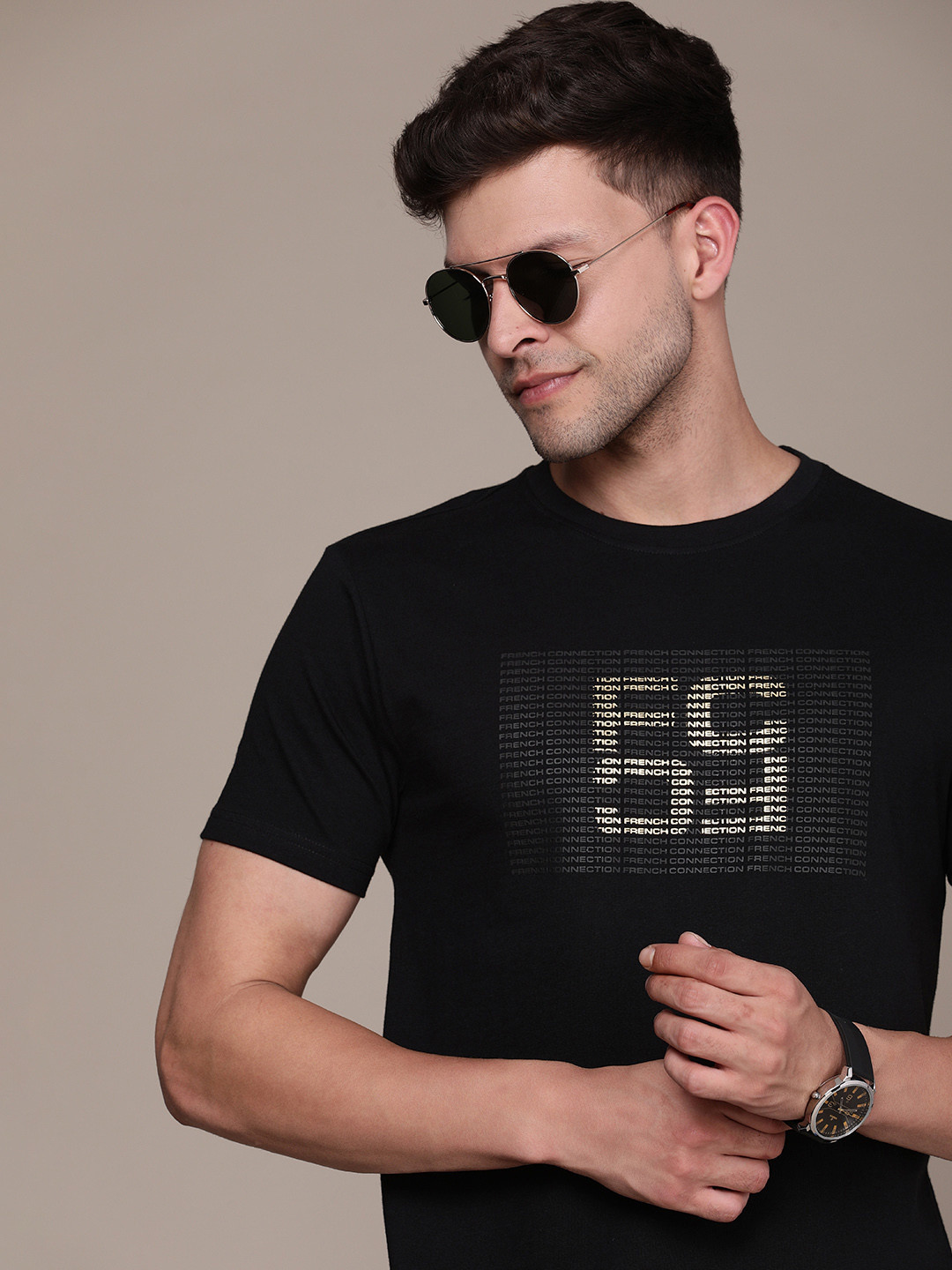 Buy French Connection Brand Logo Printed Pure Cotton T Shirt - Tshirts ...