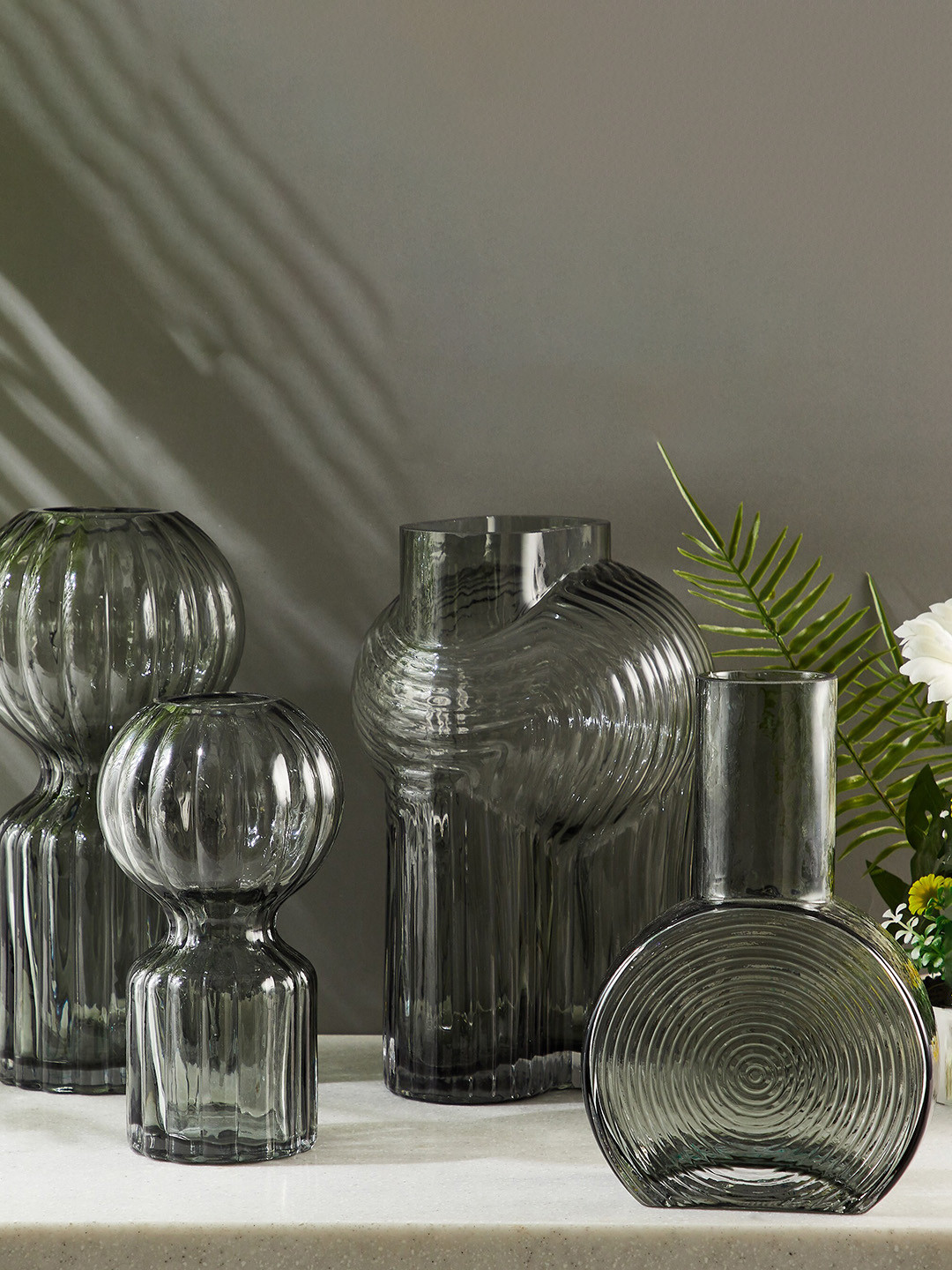 Buy Home Centre Brian Grey Textured Flask Glass Vase - Vases for Unisex ...