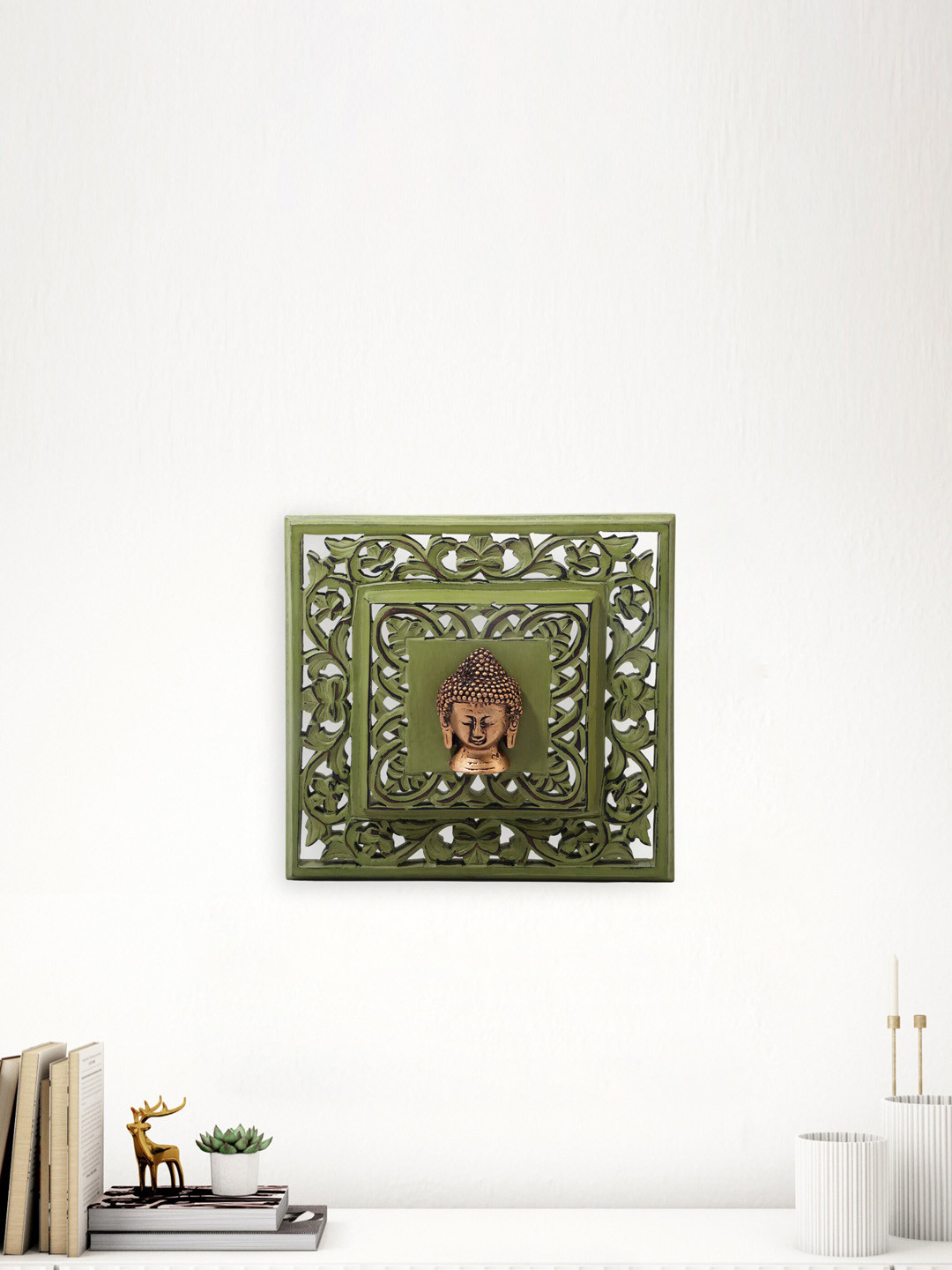 Buy Home Centre Chisel Green Textured Hexagon Wooden Wall Accent - Wall ...