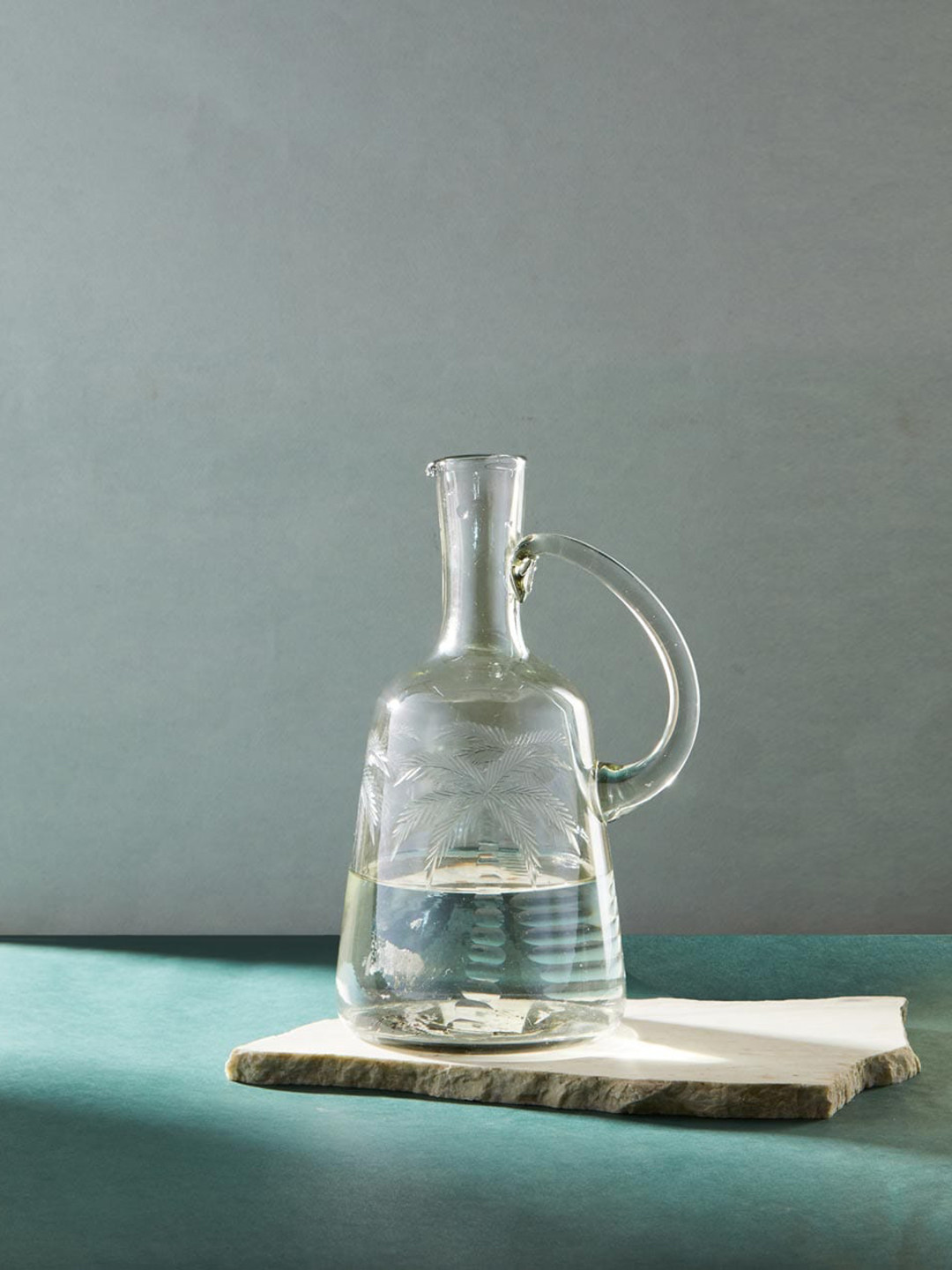 Buy Fabindia Gulab Transparent Glass Water Jug 550 Ml - Water Jugs for ...