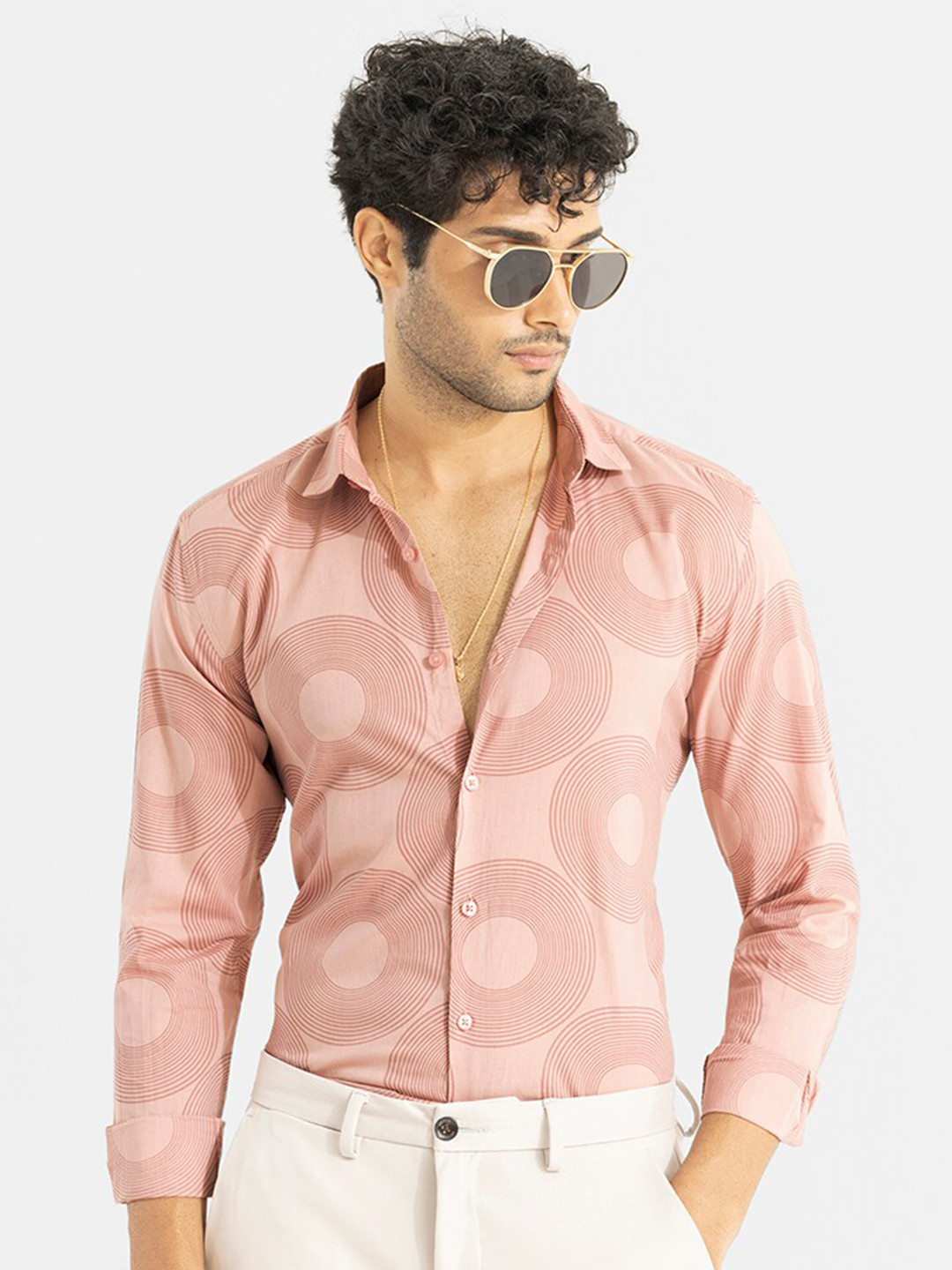 Buy Snitch Pink Slim Fit Geometric Printed Casual Shirt - Shirts for ...
