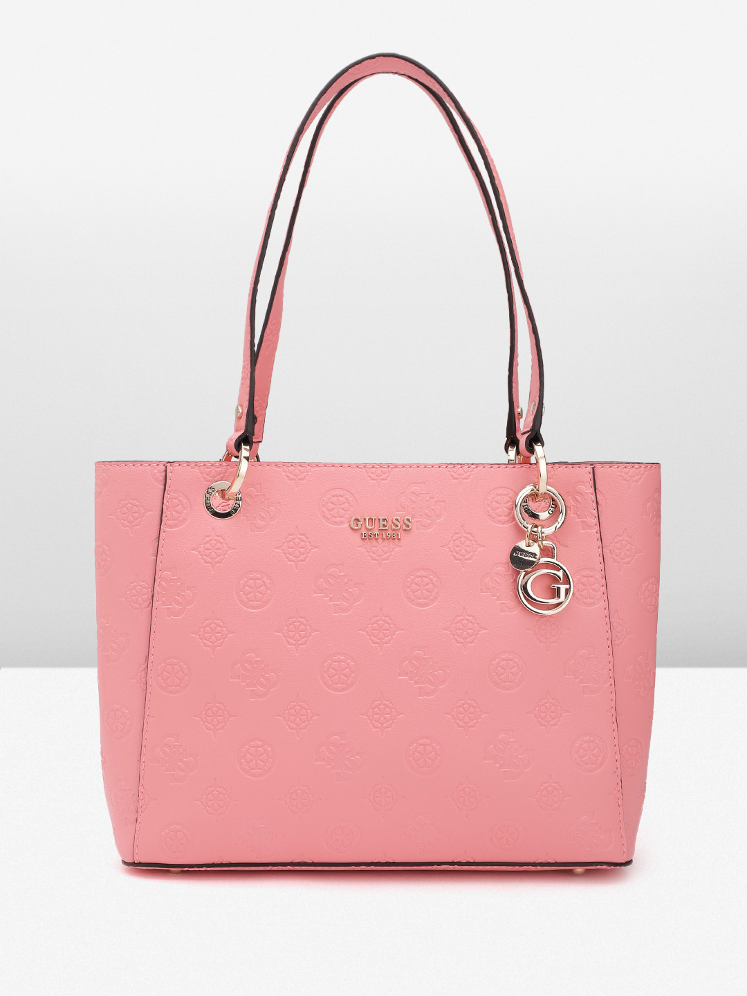 Buy GUESS Brand Logo Textured Structured Shoulder Bag - Handbags for ...