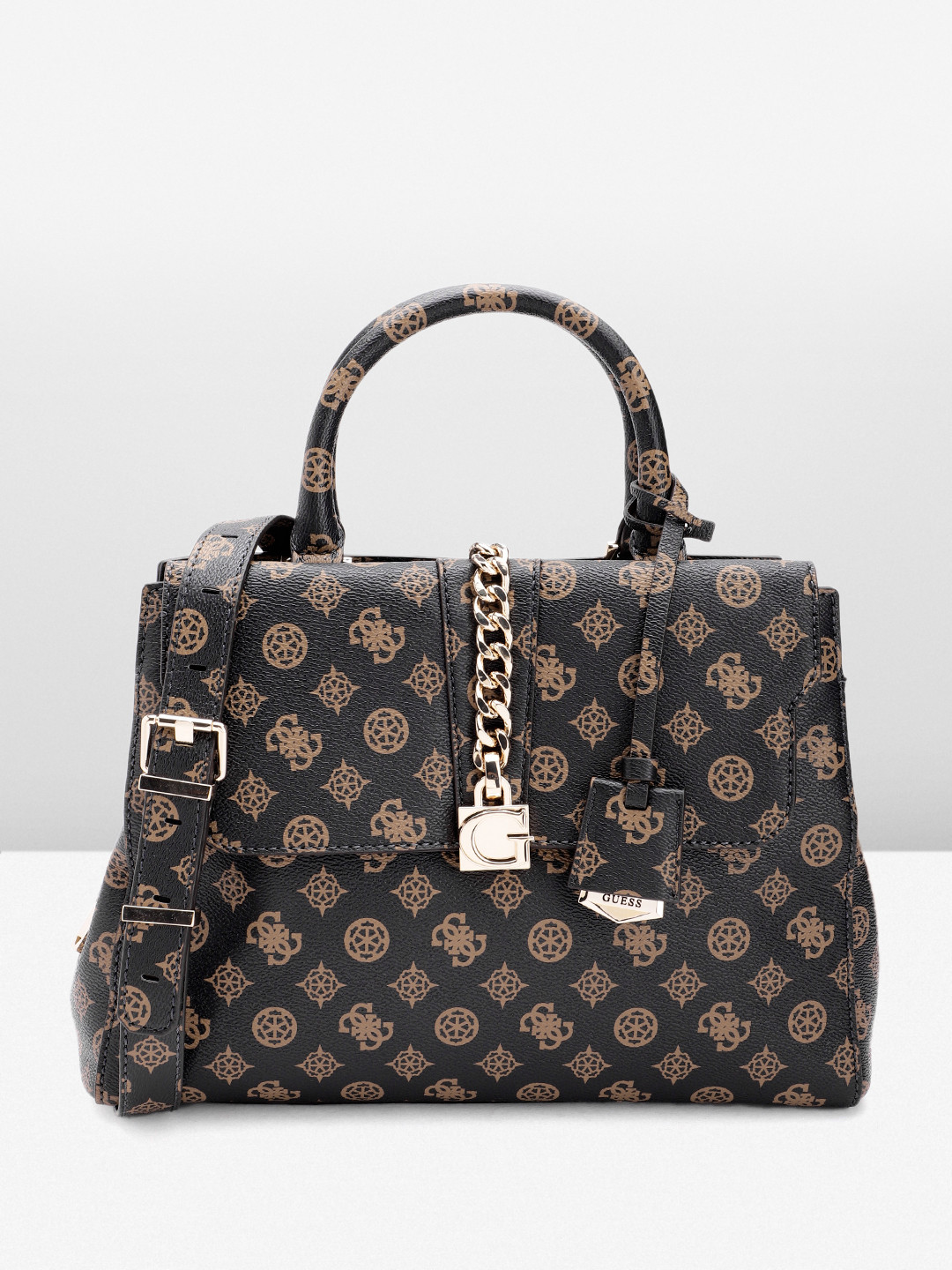 Buy GUESS Brand Logo Printed Structured Handheld Bag - Handbags for ...