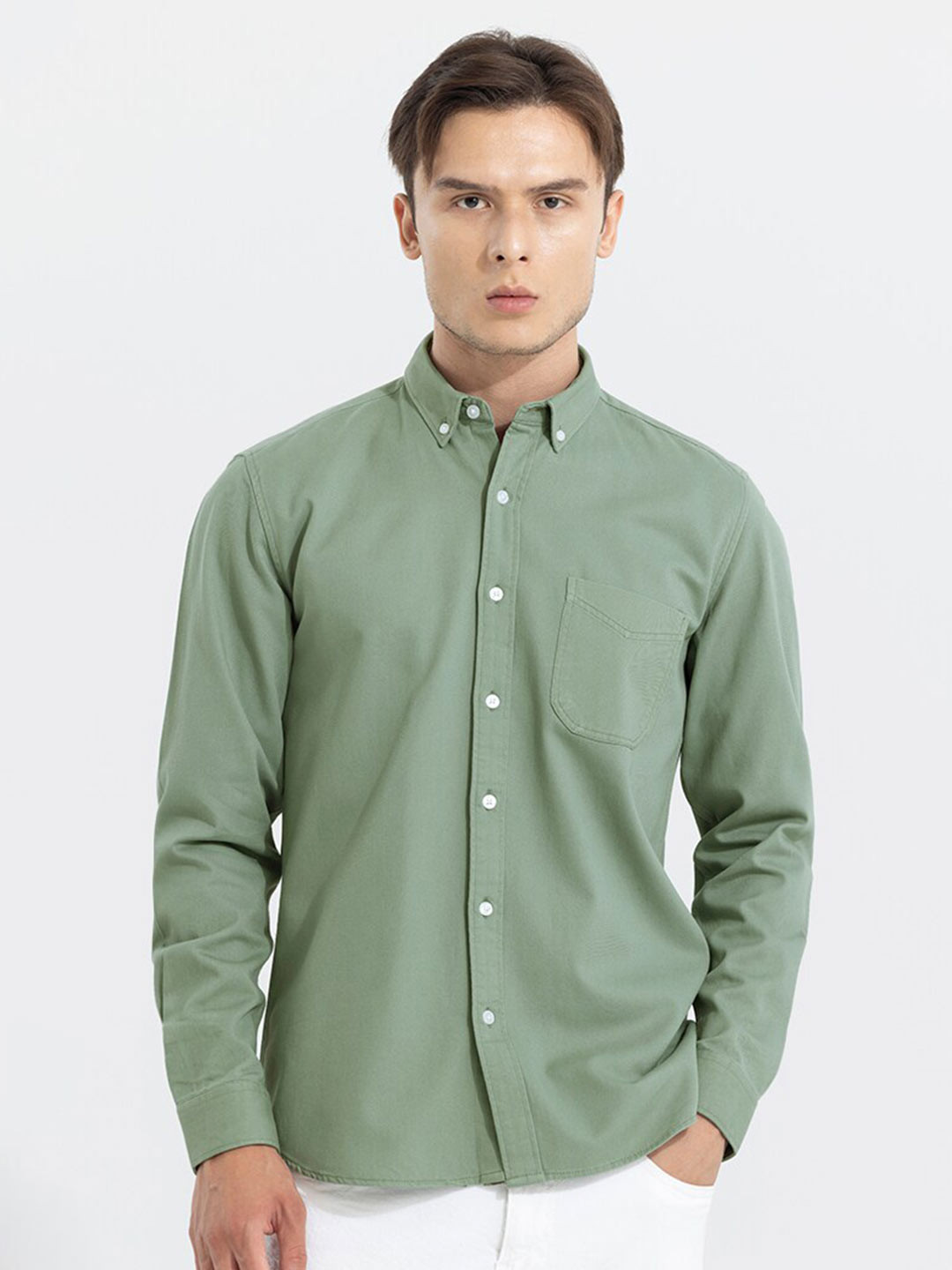 Buy Snitch Green Classic Slim Fit Cotton Casual Shirt - Shirts for Men ...