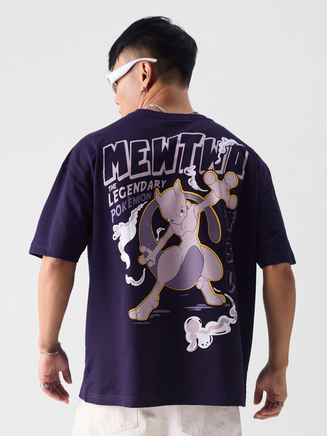 Buy The Souled Store Navy Blue Pokemon Printed Pure Cotton Oversized T ...