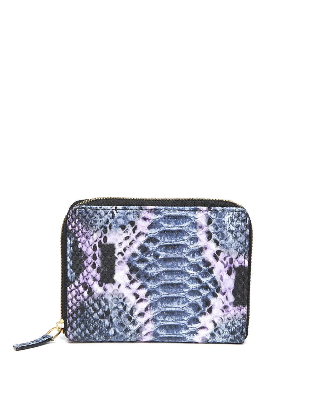 Buy Kanvas Katha Women Blue & Purple Snakeskin Textured Zip Around ...