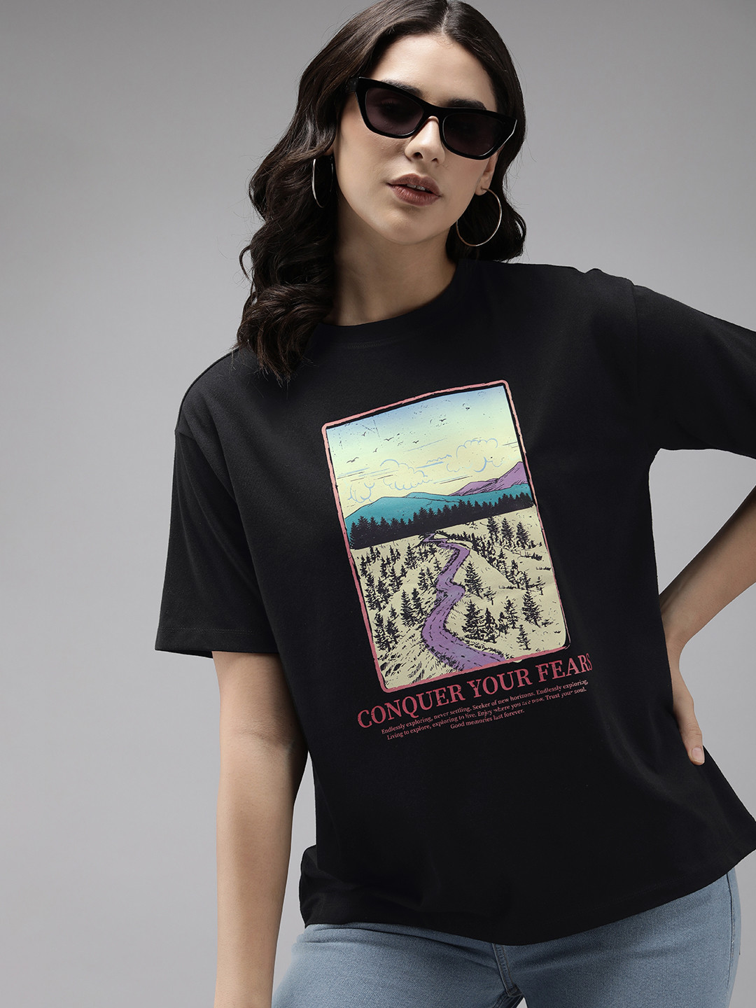 Buy Roadster Women Graphic Printed Bio Finish T Shirt - Tshirts for ...