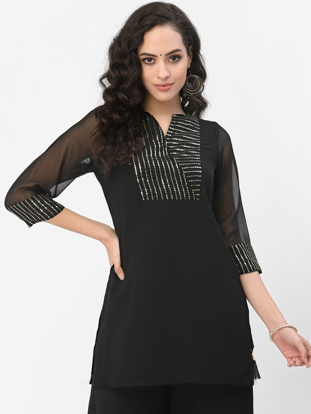 Buy Studio Rasa Yoke Design Embroidered Sequinned Kurti - Kurtis for ...